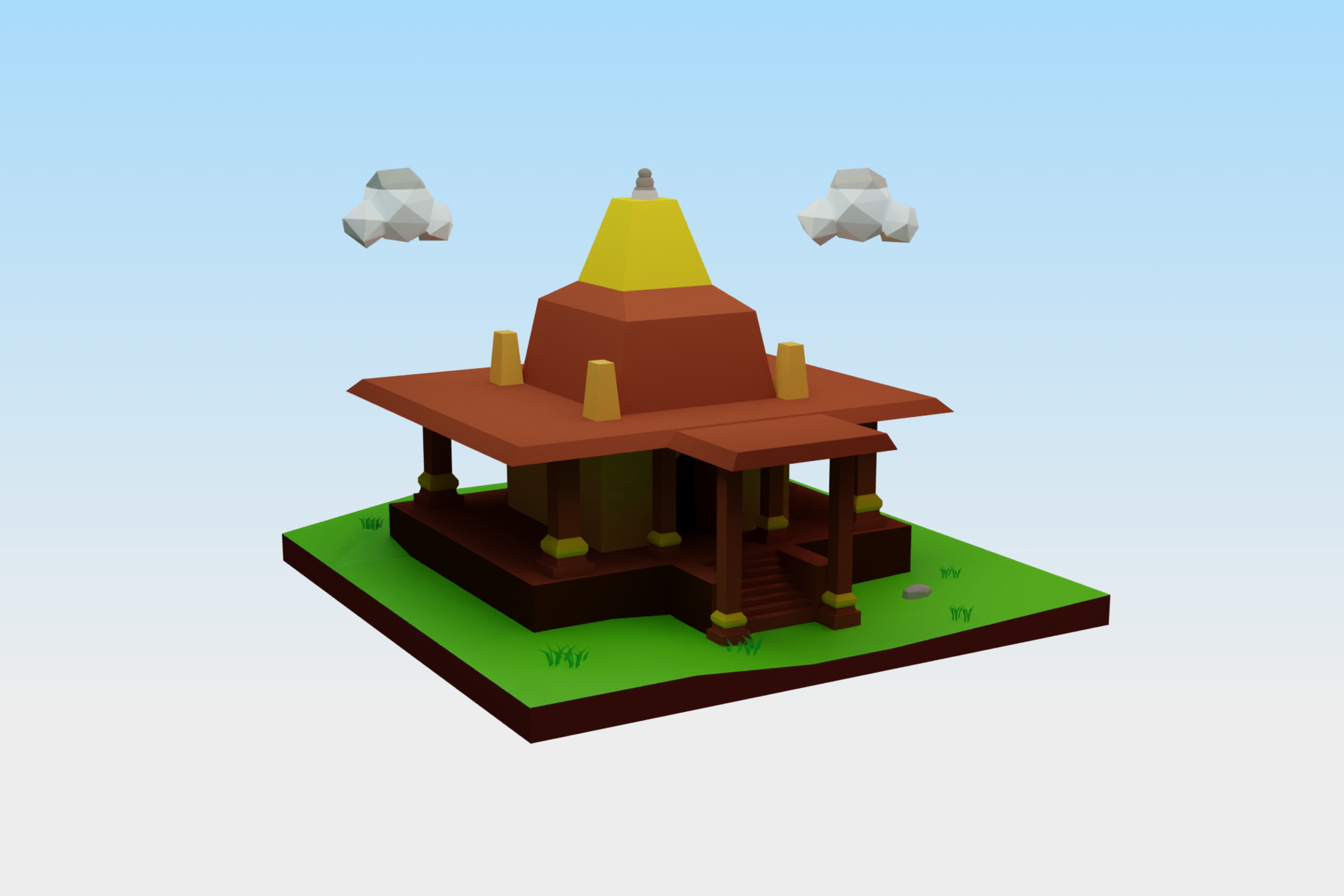 Low Poly Temple Scene 3D Model free VR / AR / low-poly 3D model | CGTrader