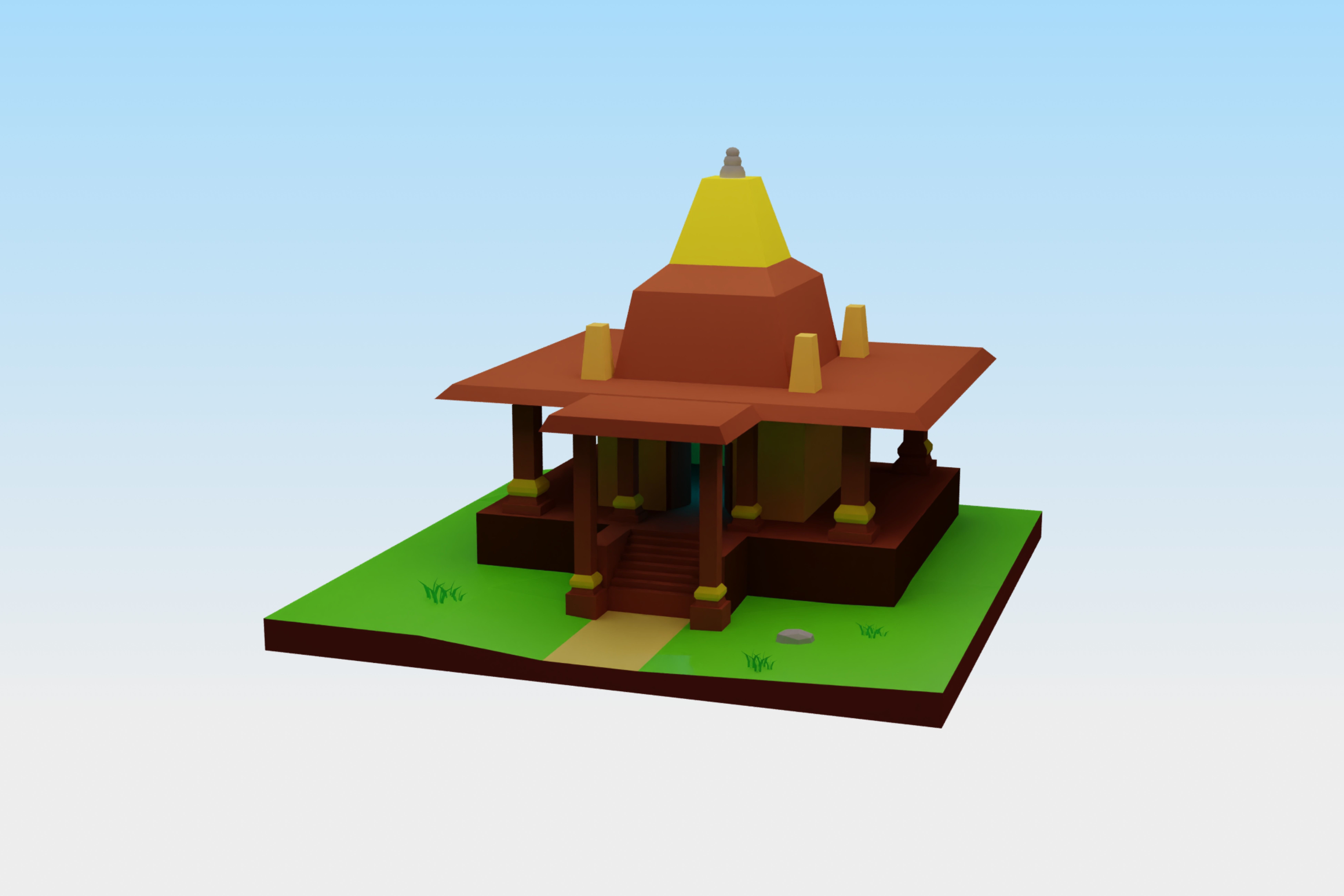Low Poly Temple Scene 3D Model free VR / AR / low-poly 3D model | CGTrader