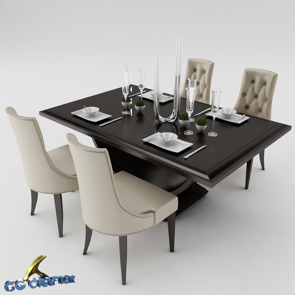 Dining table set 3D Model MAX OBJ 3DS FBX MTL | CGTrader.com