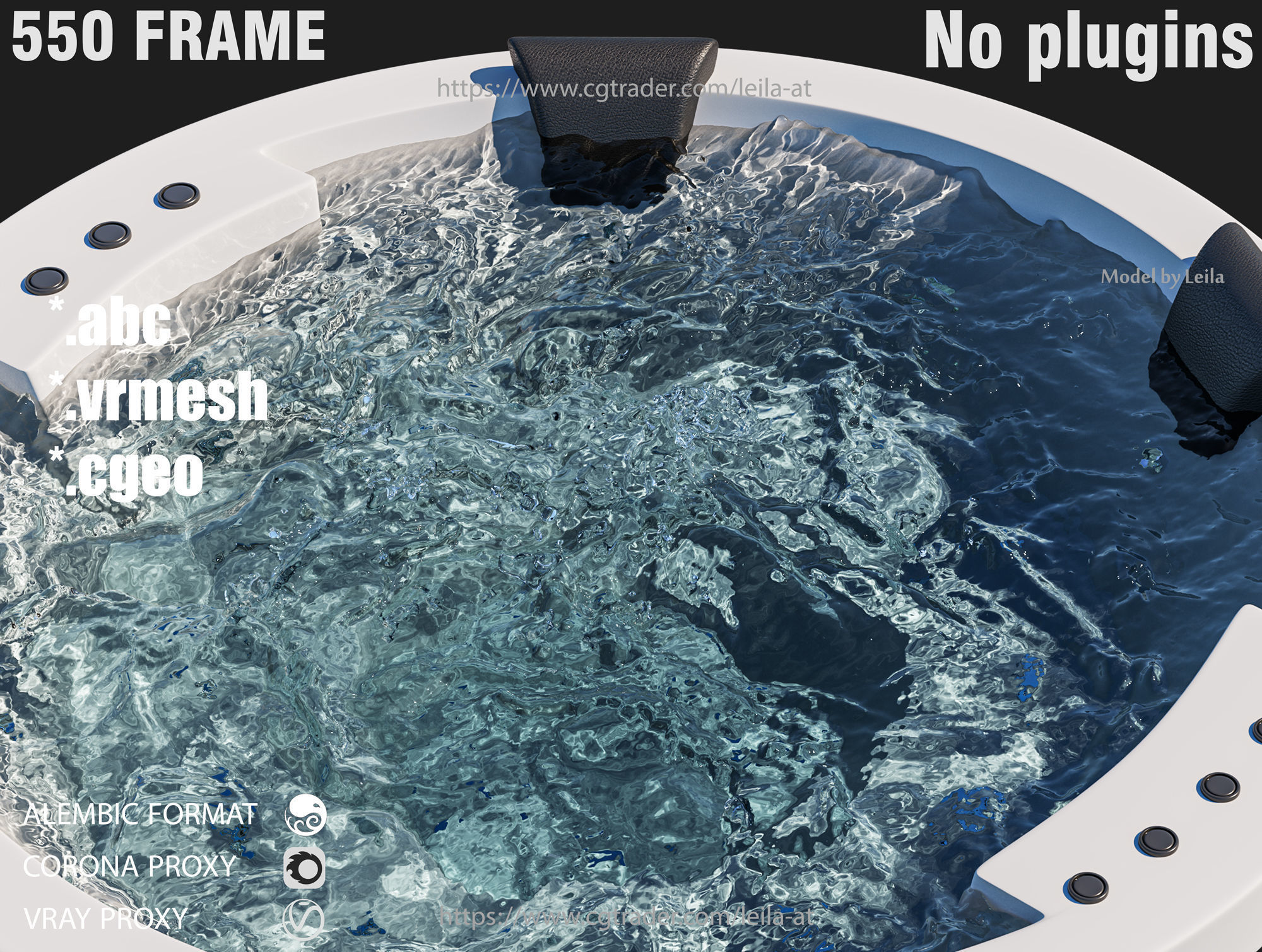 Jacuzzi hot tub spa - ANIMATED - 550 FRAME Water Simulation 3D model ...