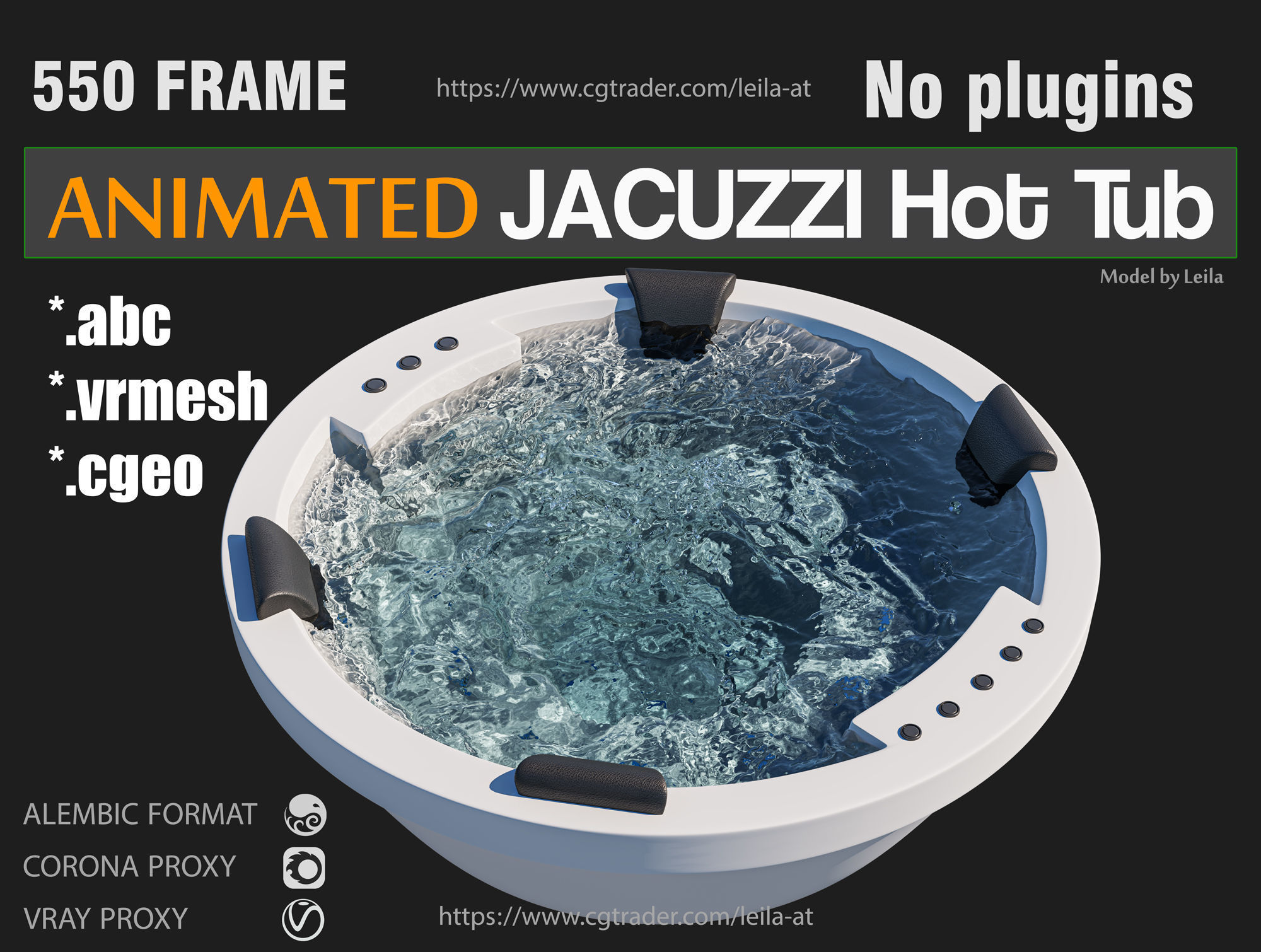 Jacuzzi hot tub spa - ANIMATED - 550 FRAME Water Simulation 3D model ...