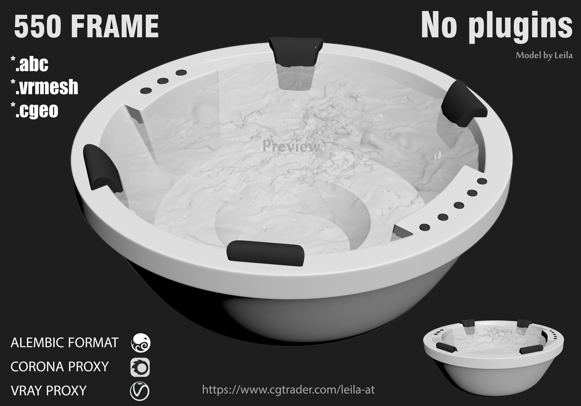 Jacuzzi hot tub spa - ANIMATED - 550 FRAME Water Simulation 3D model ...