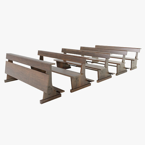 Wooden Church Benches 3D model | CGTrader