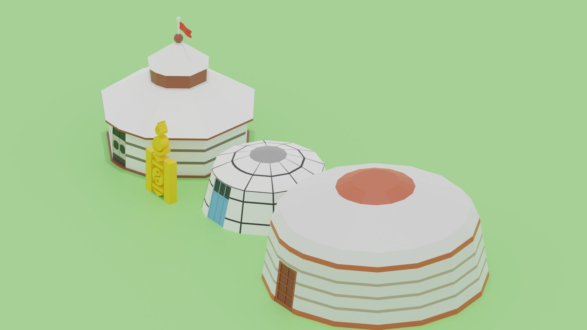 Cartoon Mongolian Yurt Colletcion 3D model | CGTrader