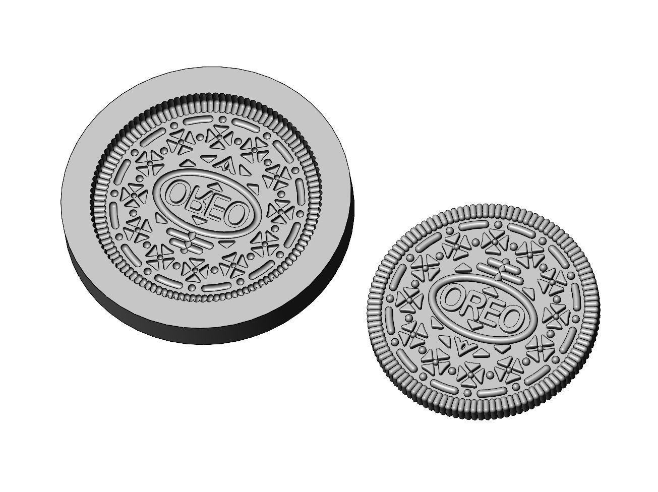 Mold Oreo cookie onlay relief 3D model 3D printable | CGTrader