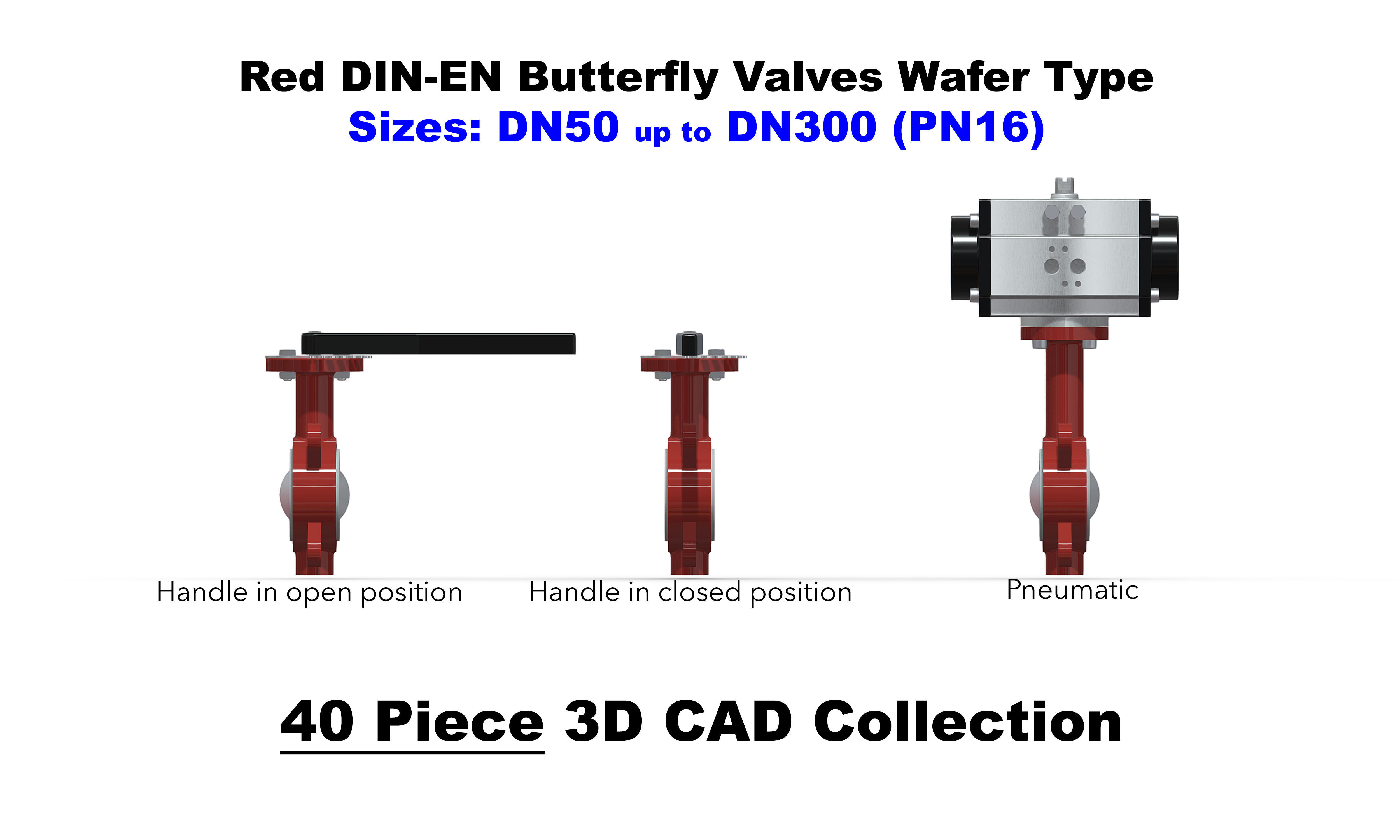 DIN-EN Butterfly Valves -Wafer Type - Red 3D model | CGTrader