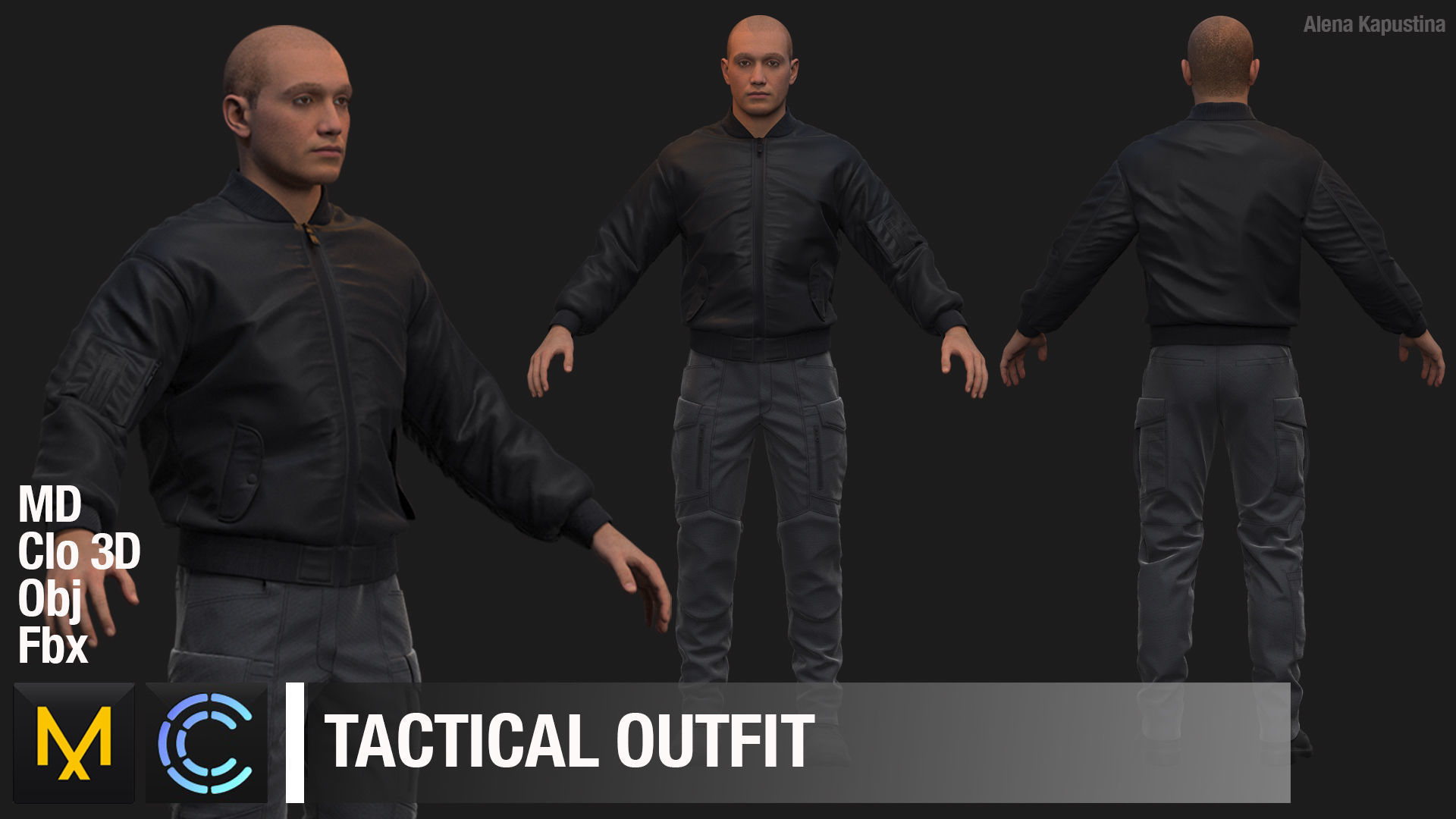 Tactical outfit Bomber jacket Pant Marvelous Designer Clo 3D 3D model ...