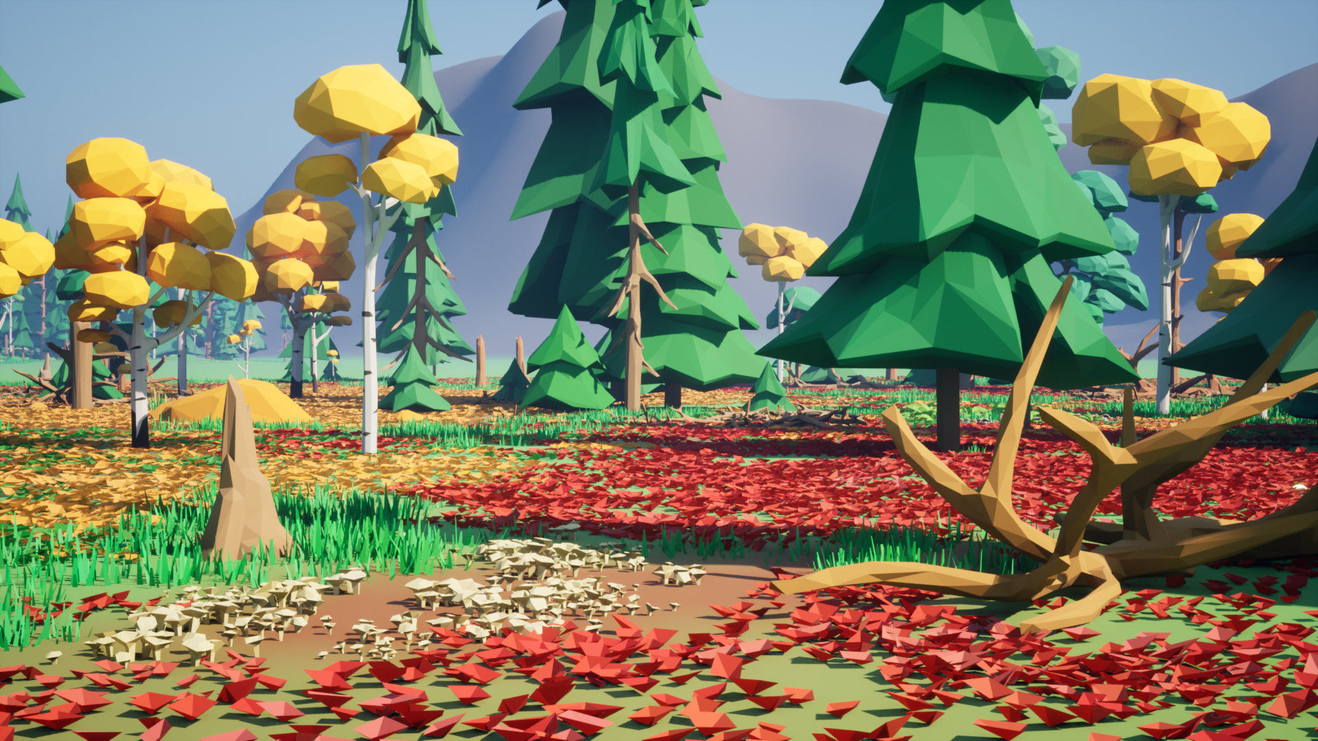 3D model Lowpoly Foliage Pack - Needleleaf Forest VR / AR / low-poly ...