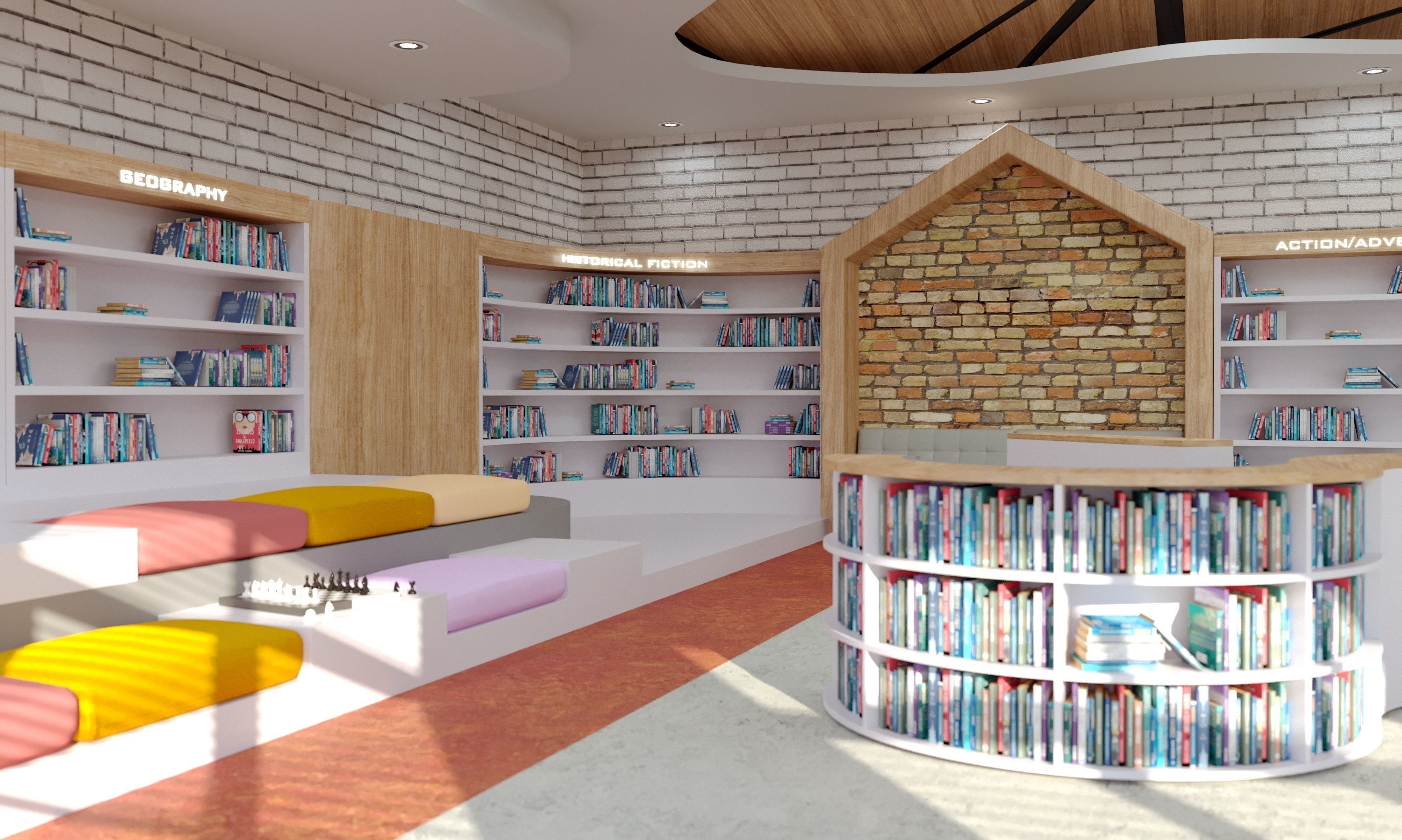 3D model School Library 3D Design VR / AR / low-poly | CGTrader