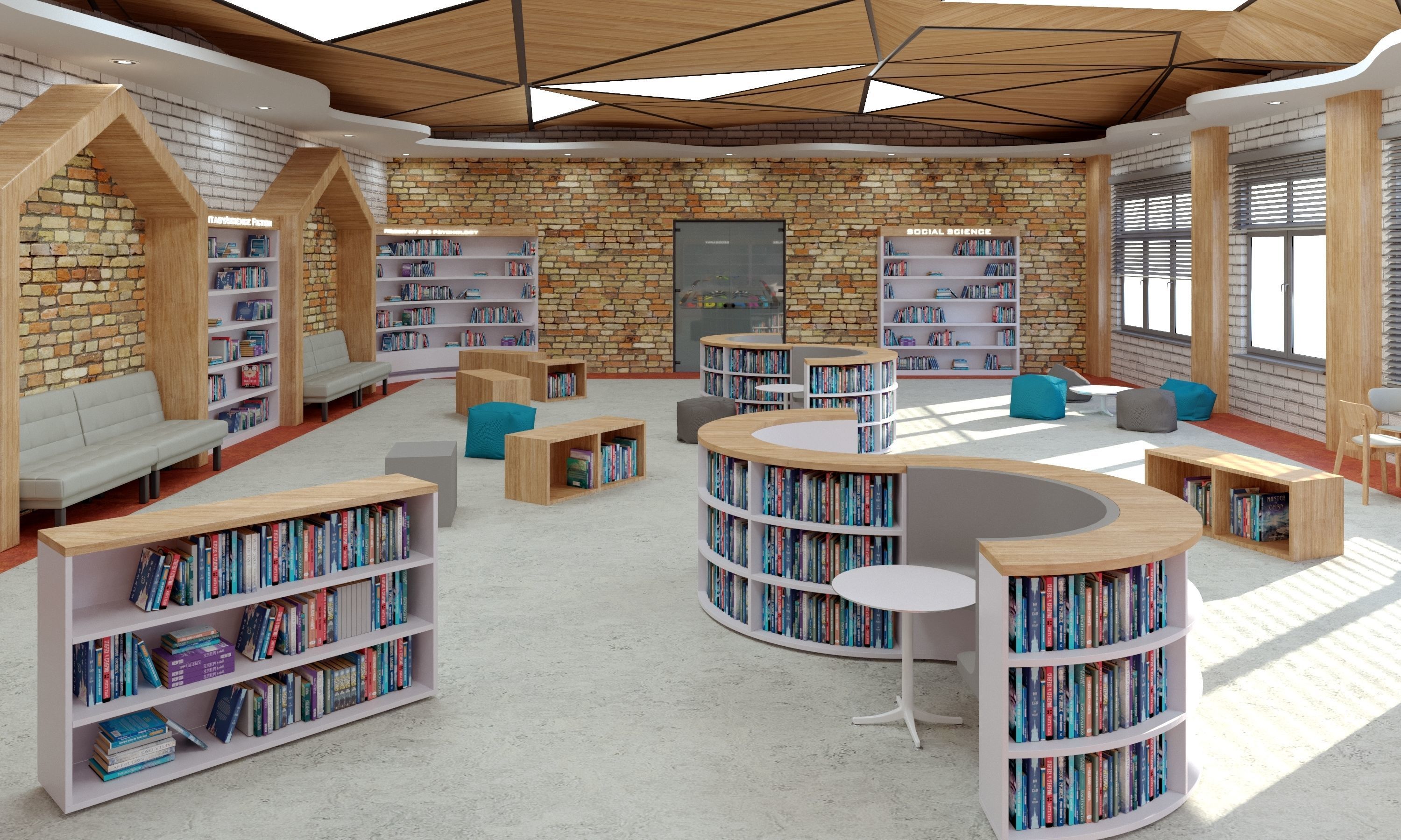 3D model School Library 3D Design VR / AR / low-poly | CGTrader
