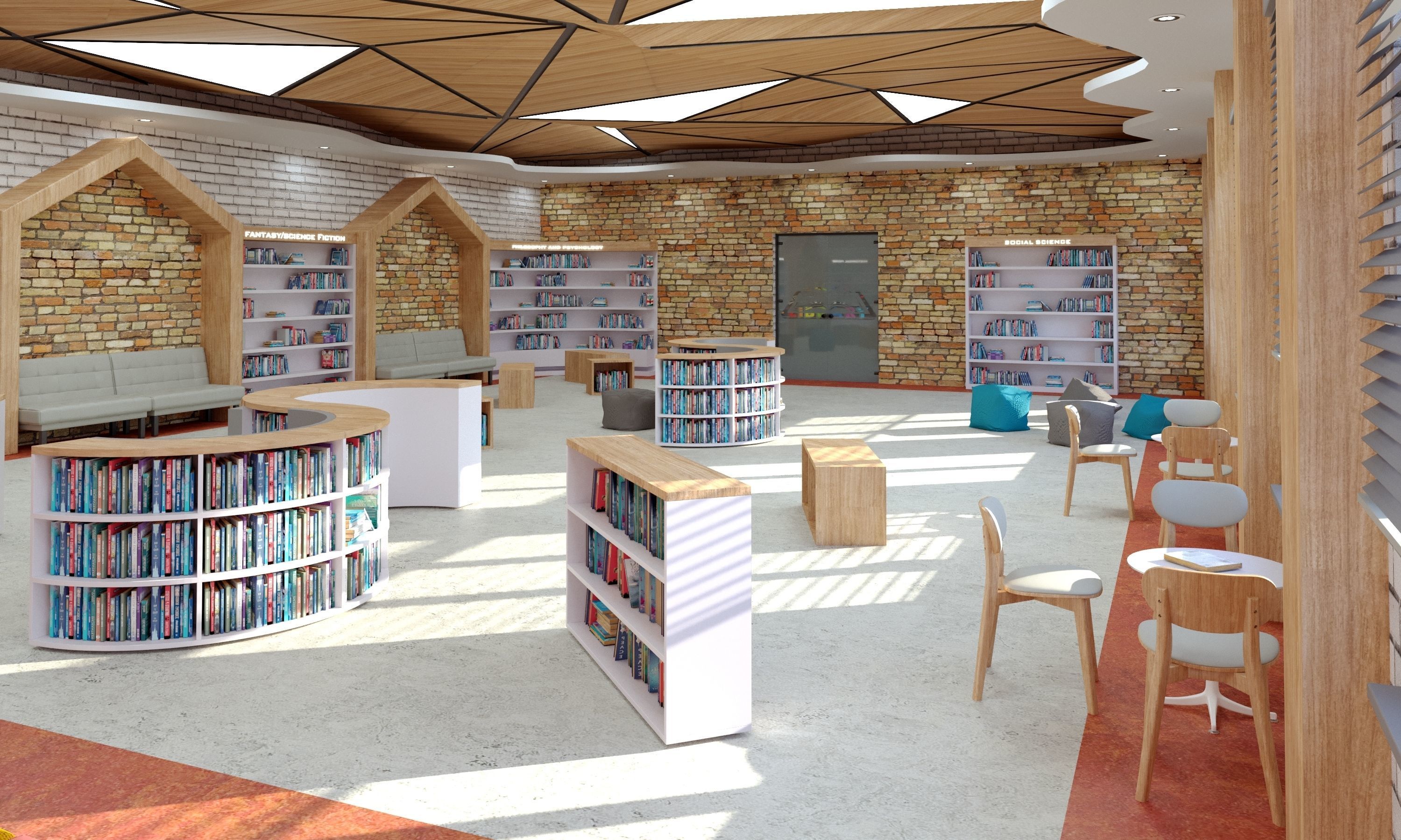 3D model School Library 3D Design VR / AR / low-poly | CGTrader