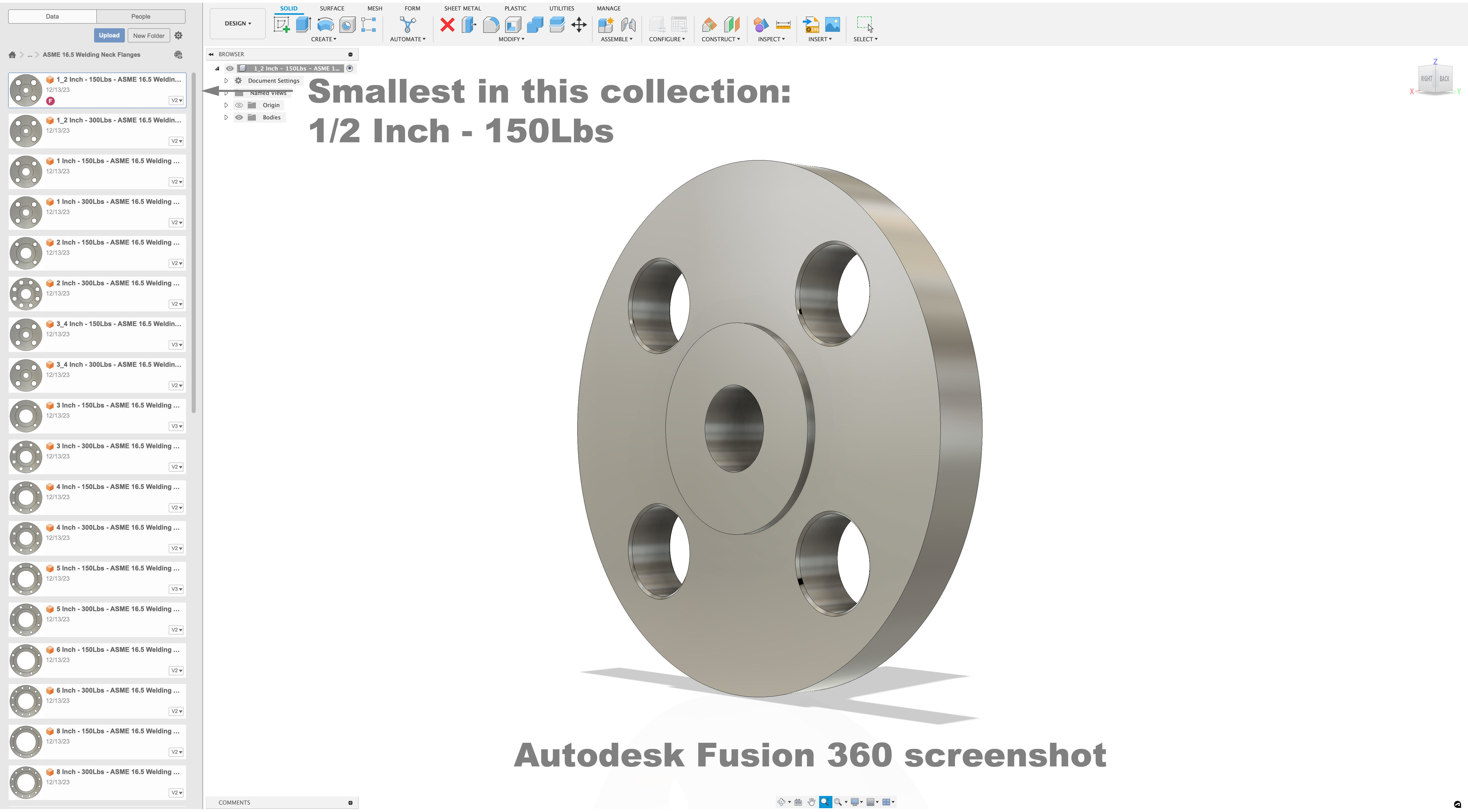ASME B16-5 Welding Neck Flanges - 150Lbs and 300Lbs - CAD Files 3D ...