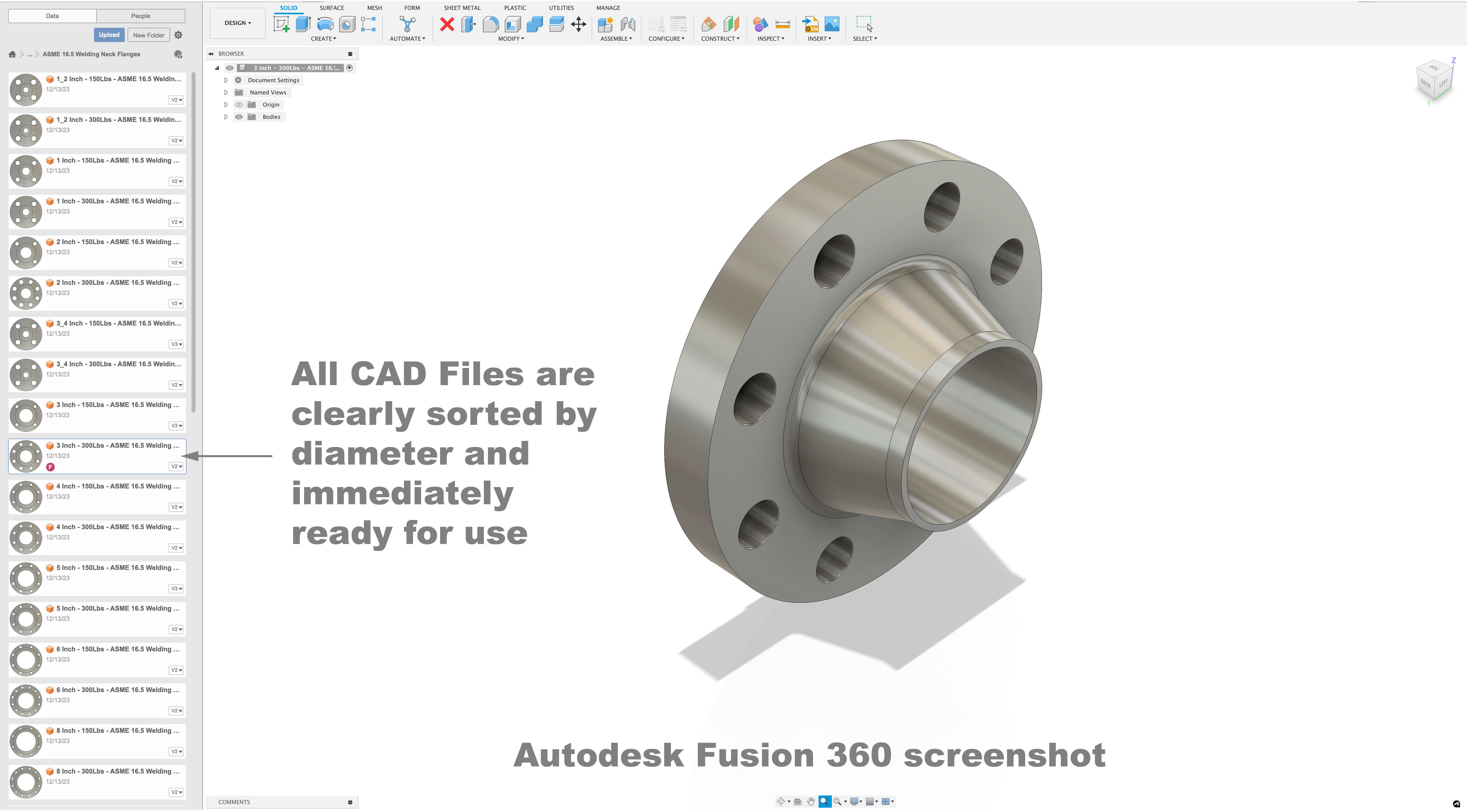 ASME B16-5 Welding Neck Flanges - 150Lbs and 300Lbs - CAD Files 3D ...