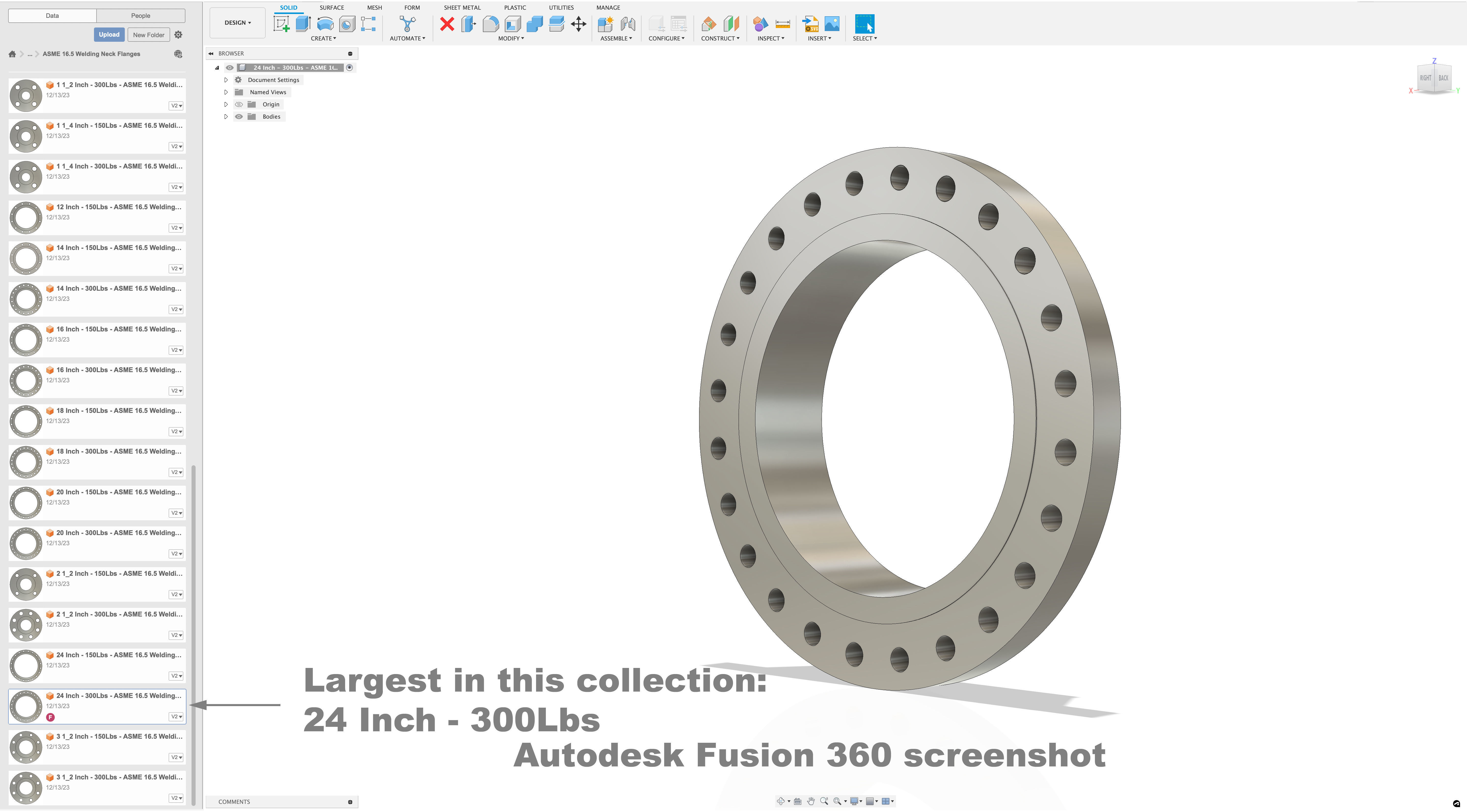 ASME B16-5 Welding Neck Flanges - 150Lbs and 300Lbs - CAD Files 3D ...
