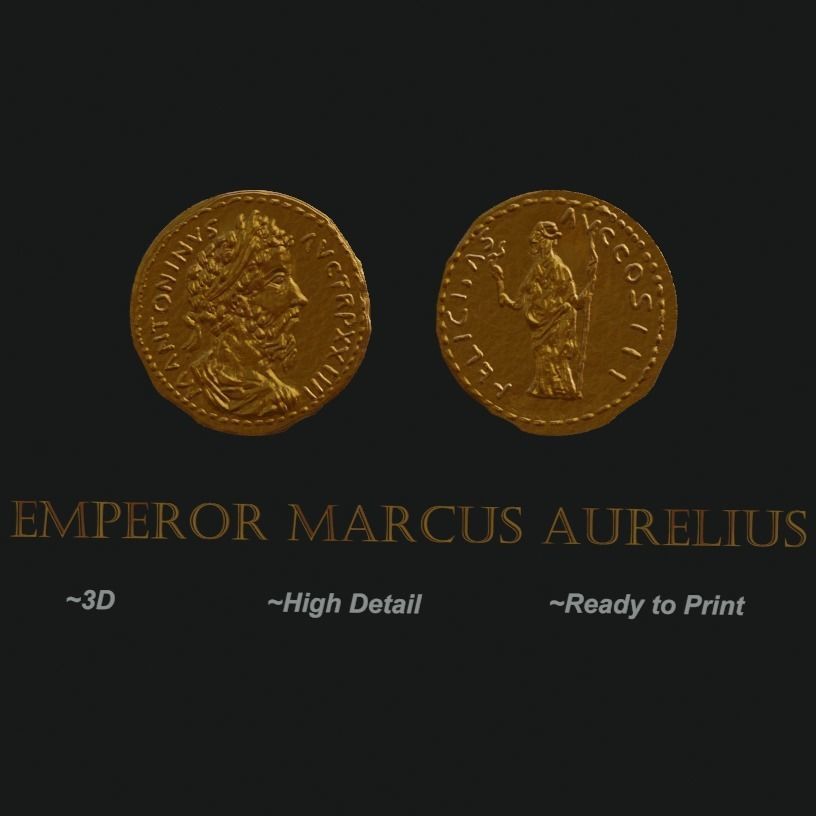 Golden Aureus Coin of Roman Emperor Marcus Aurelius 3D model 3D ...