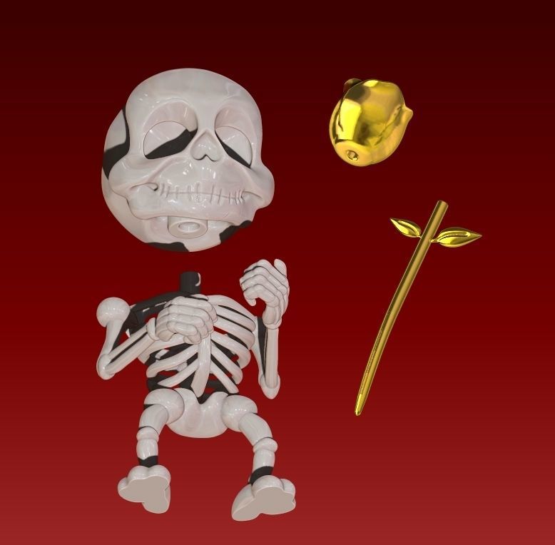 Skelleton boy with a rose 3D model 3D printable | CGTrader