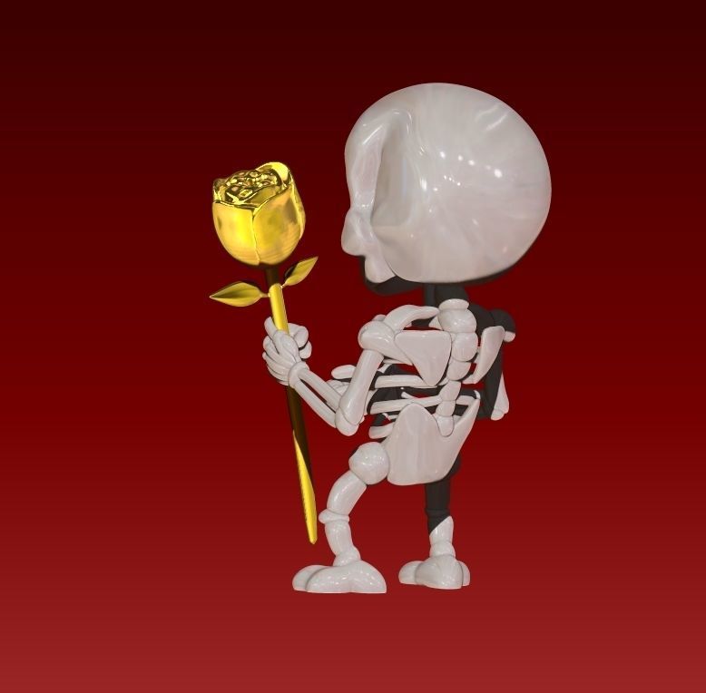 Skelleton boy with a rose 3D model 3D printable | CGTrader
