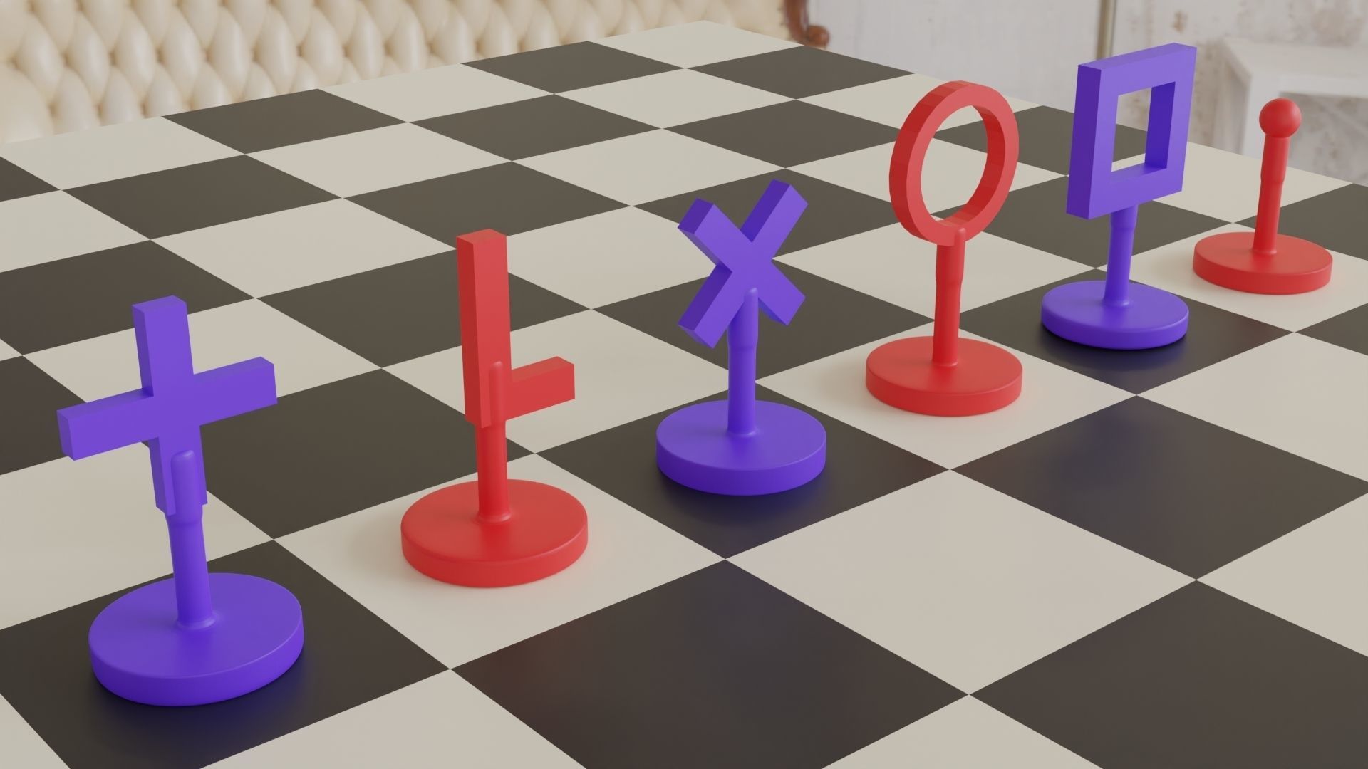 Geometric Chess Set Pieces 3D model 3D printable | CGTrader