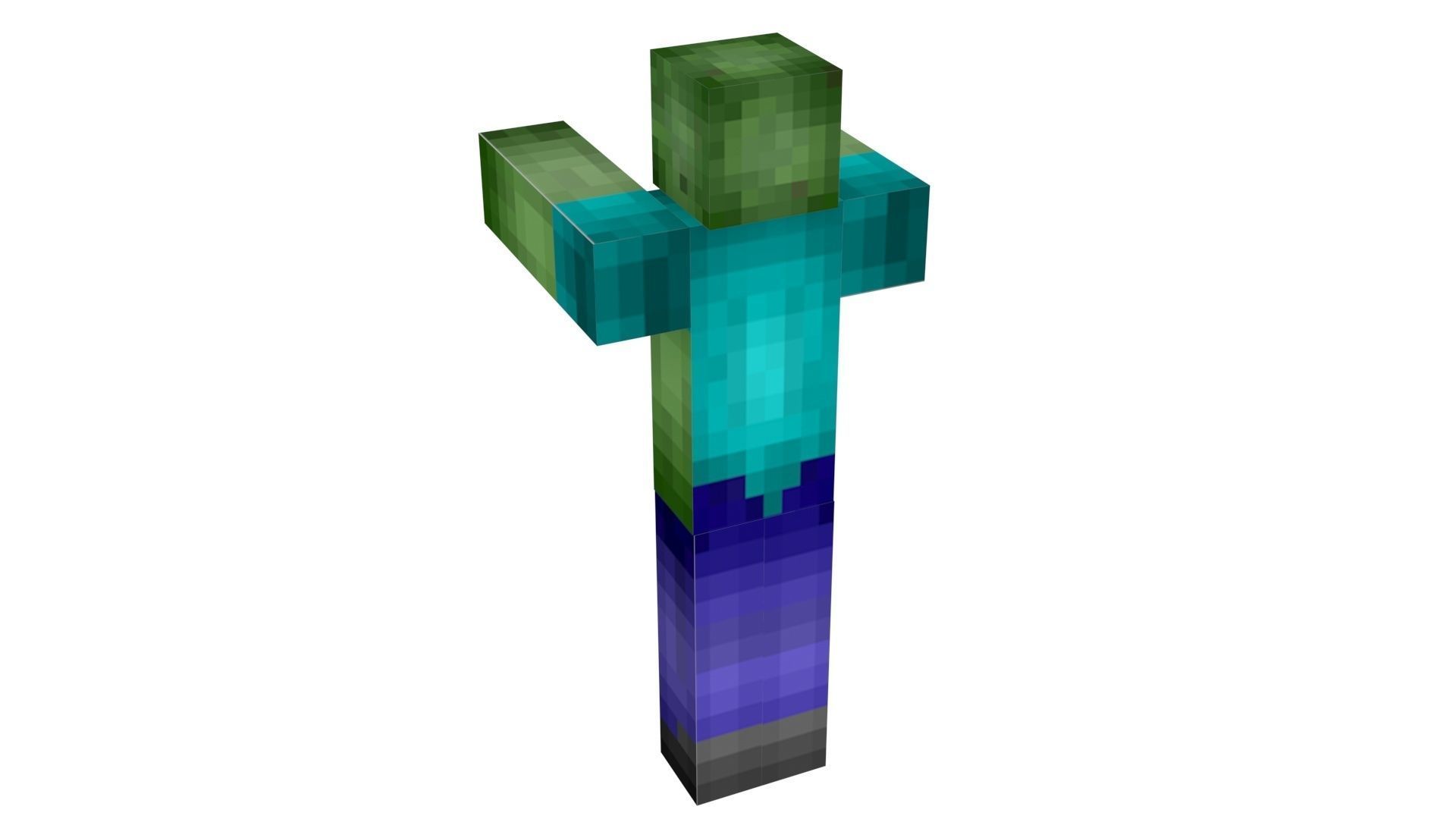 Walking Minecraft Zombie 3D model animated | CGTrader