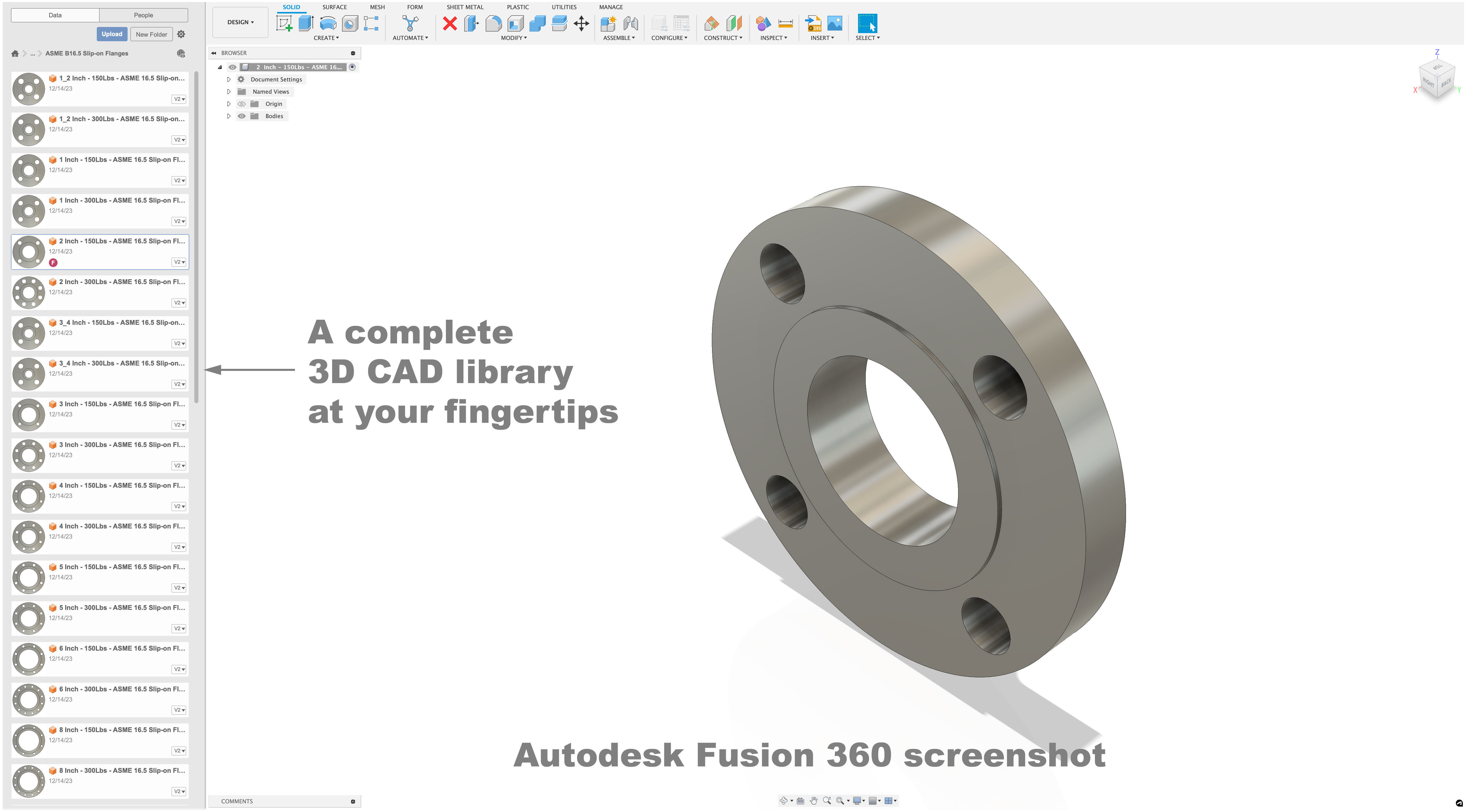 ASME B16-5 Slip-on Flanges - 150Lbs and 300Lbs - CAD Files 3D model ...