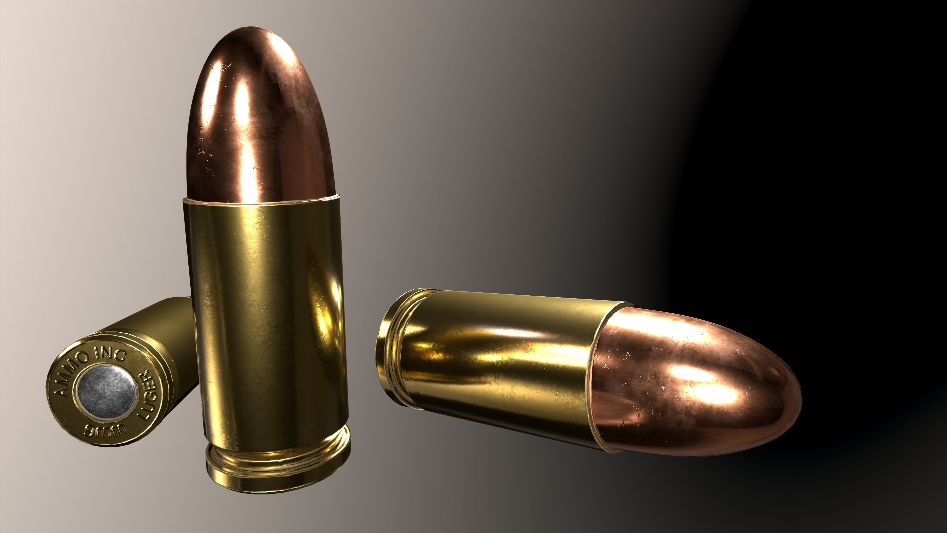 3D model 9mm Parabellum Luger Ammo Inc 9x19 VR / AR / low-poly | CGTrader