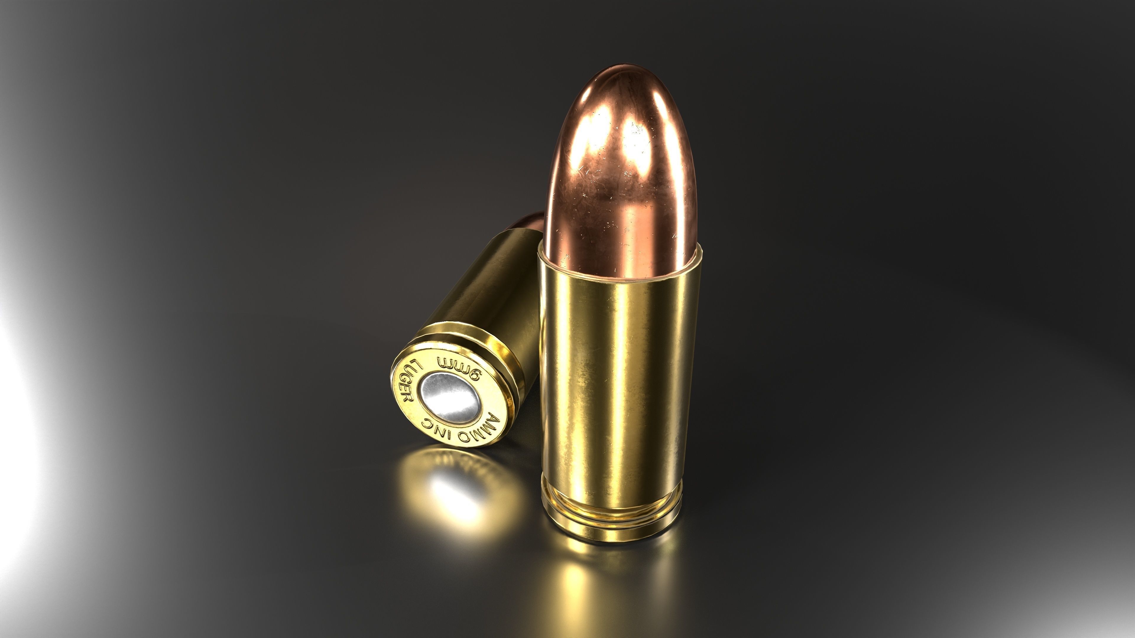 3D model 9mm Parabellum Luger Ammo Inc 9x19 VR / AR / low-poly | CGTrader