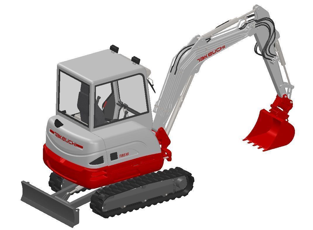 Compact mini crawler excavator - Takeuchi TB230 3D model | CGTrader
