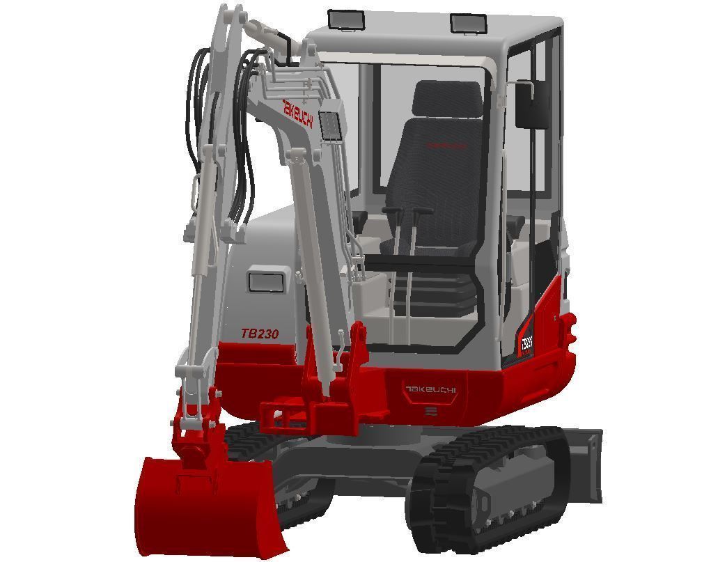 Compact mini crawler excavator - Takeuchi TB230 3D model | CGTrader