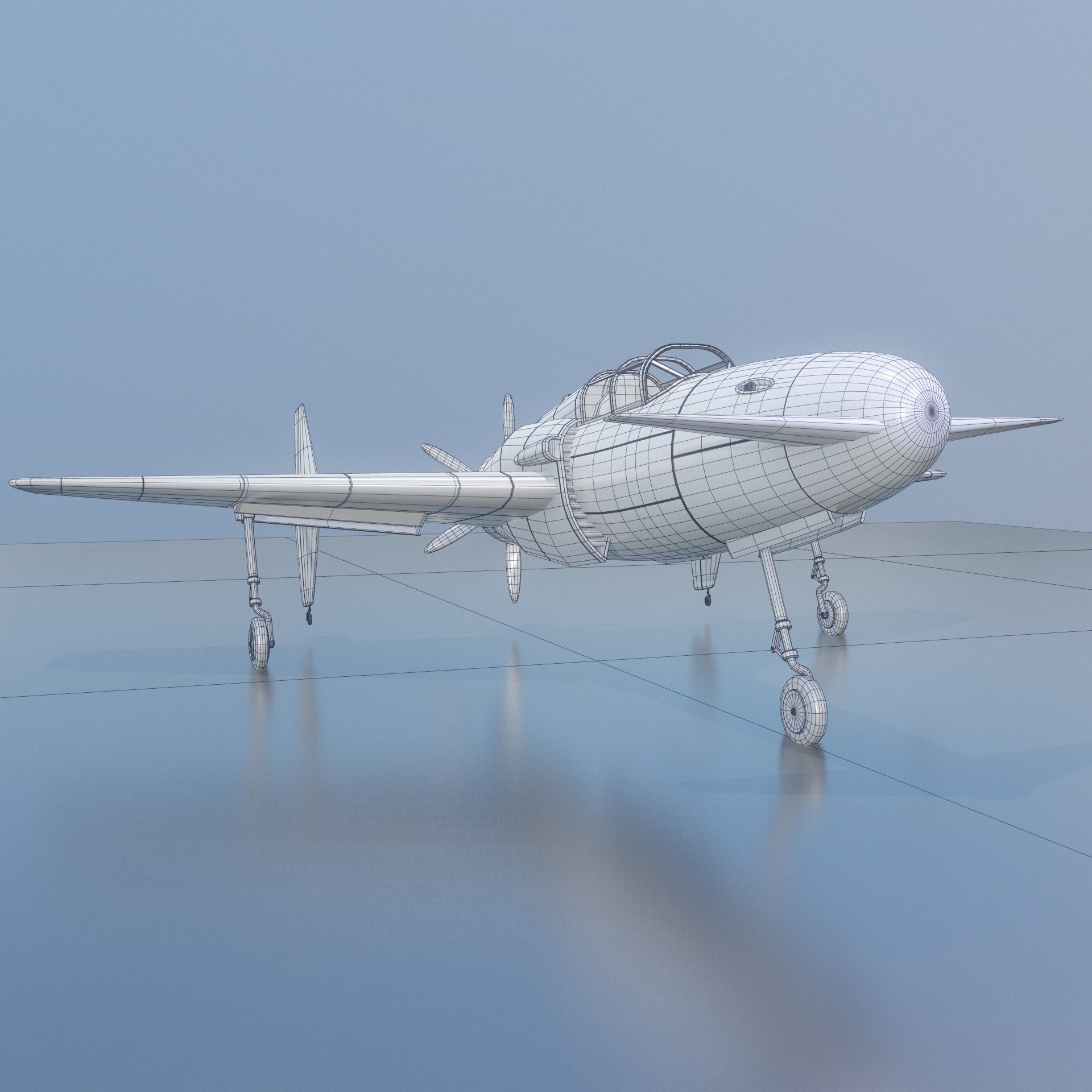 3D model Canard Fighter Airplane Blue VR / AR / low-poly | CGTrader