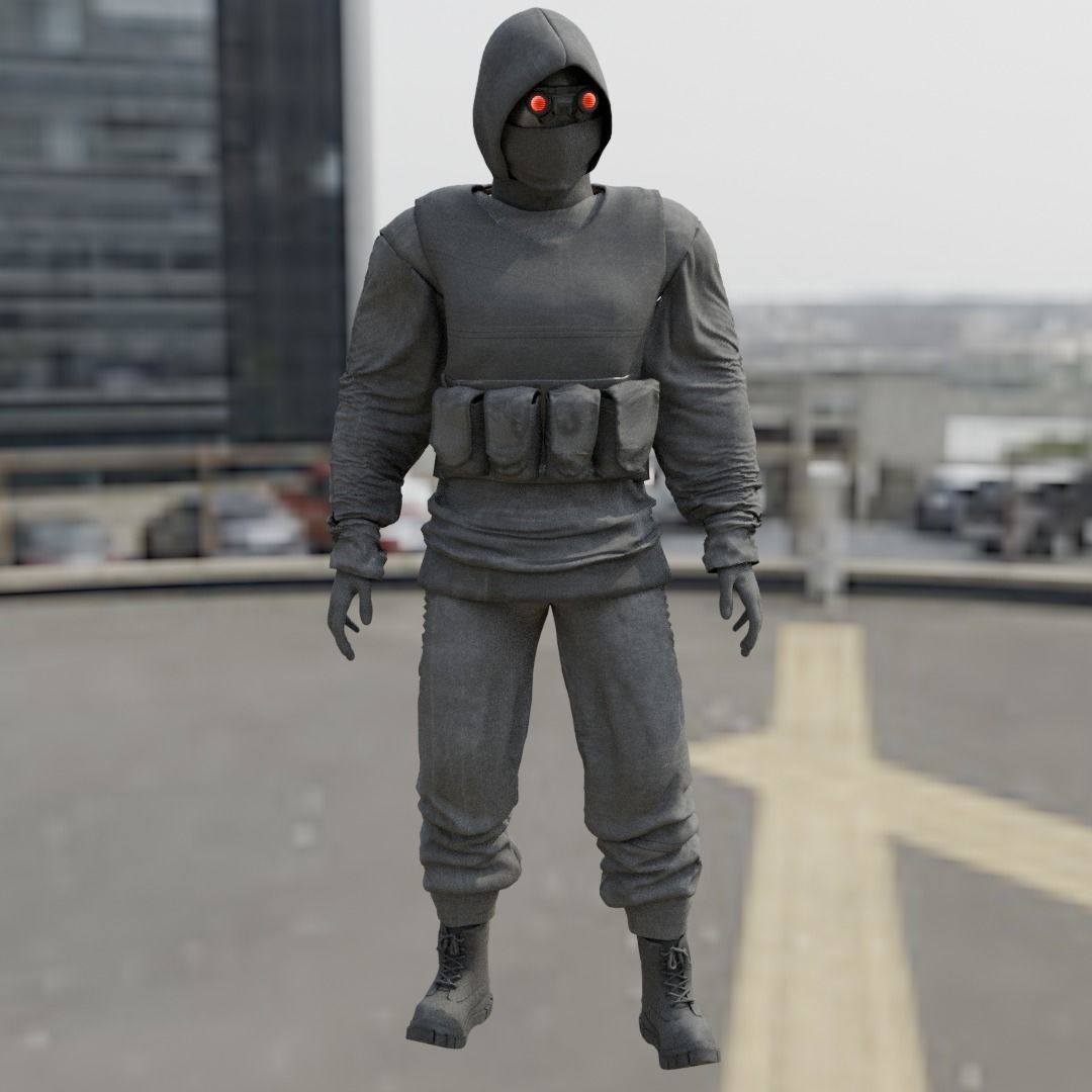 Cyberpunk Character cyber assassin 3D model rigged | CGTrader
