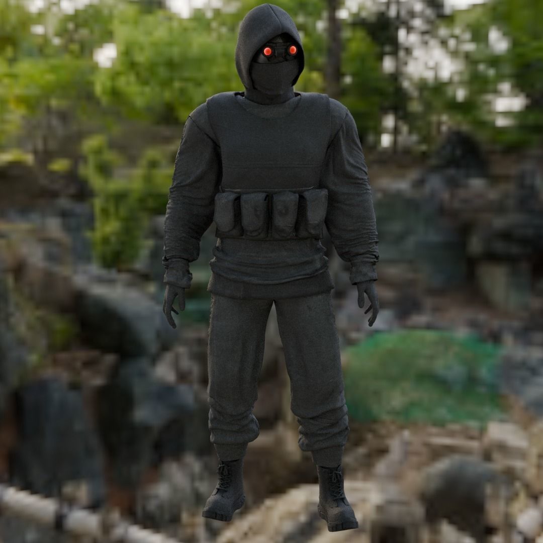 Cyberpunk Character cyber assassin 3D model rigged | CGTrader