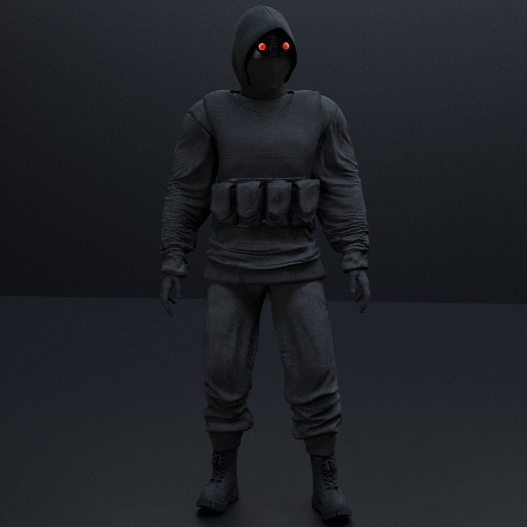 Cyberpunk Character cyber assassin 3D model rigged | CGTrader