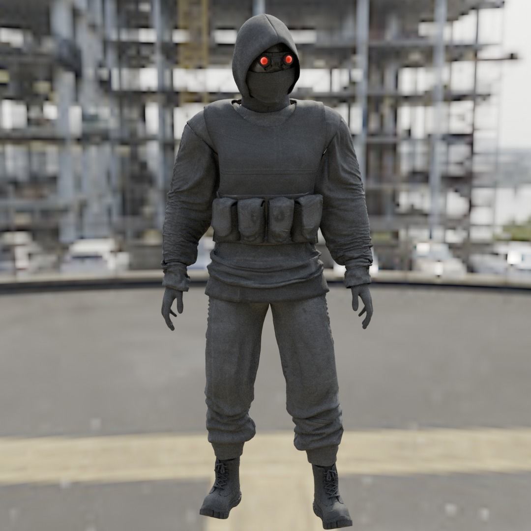 Cyberpunk Character cyber assassin 3D model rigged | CGTrader