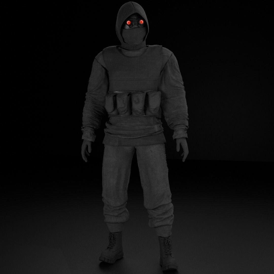 Cyberpunk Character cyber assassin 3D model rigged | CGTrader