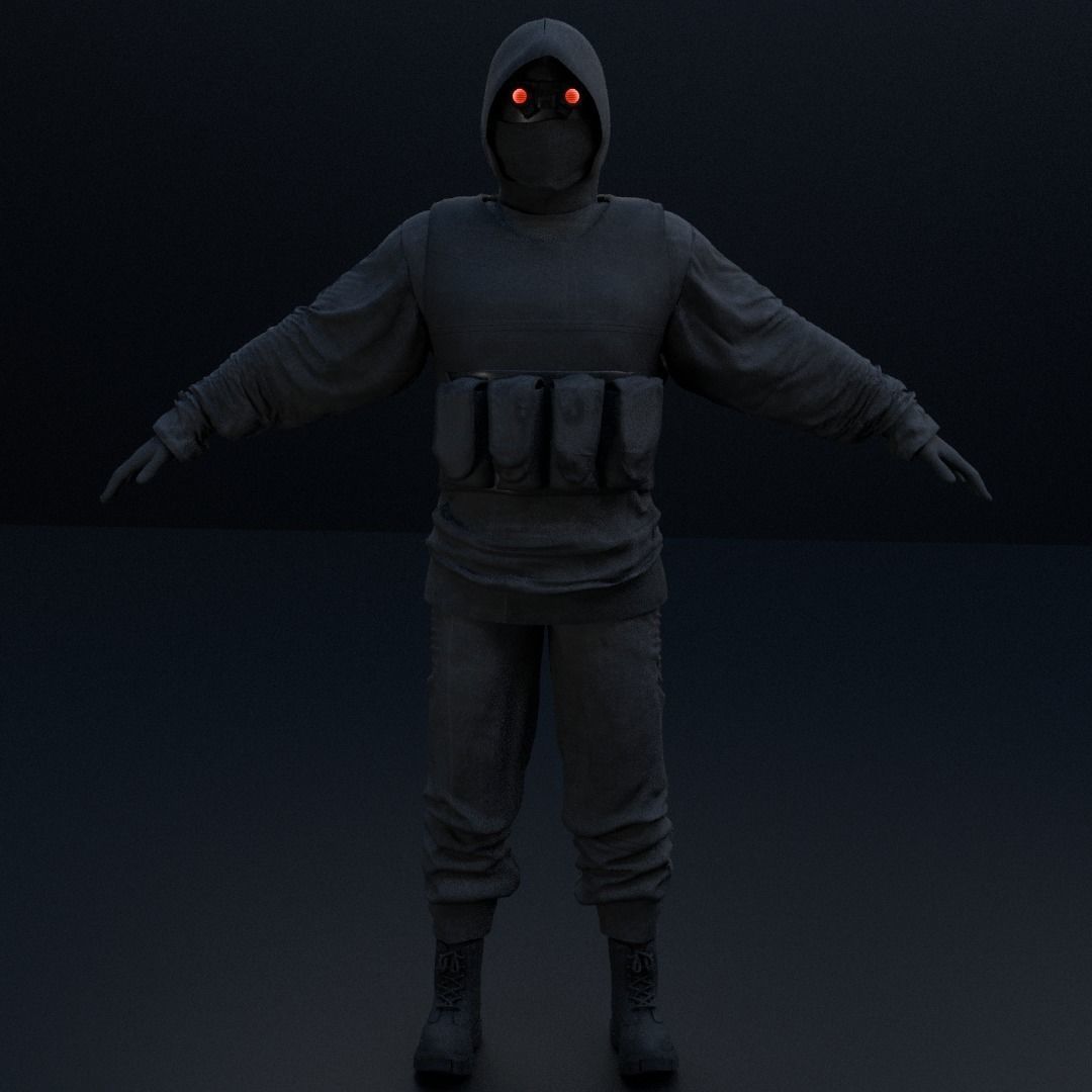 Cyberpunk Character cyber assassin 3D model rigged | CGTrader