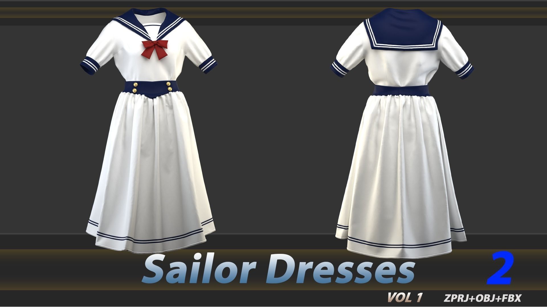 3 Sailor Dresses 3D model | CGTrader