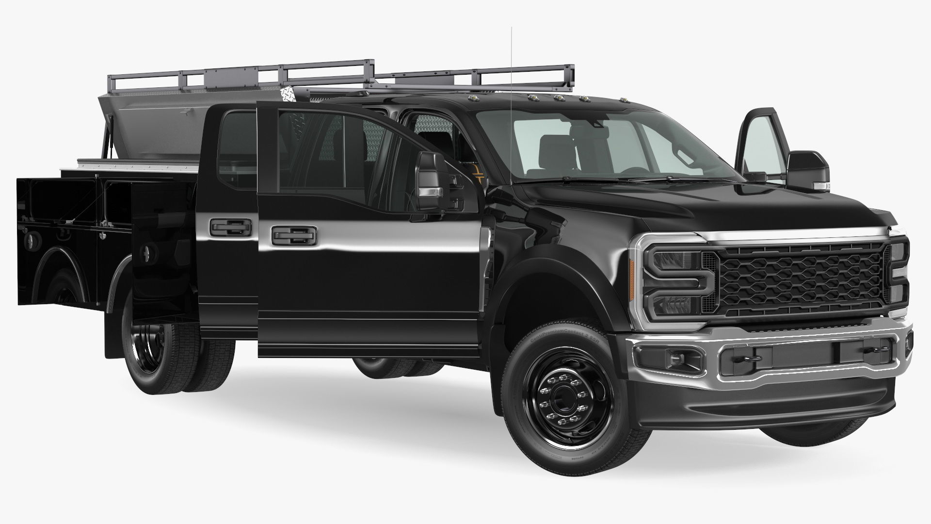 Black Chassis Cab with Service Body Rigged 3D model rigged | CGTrader