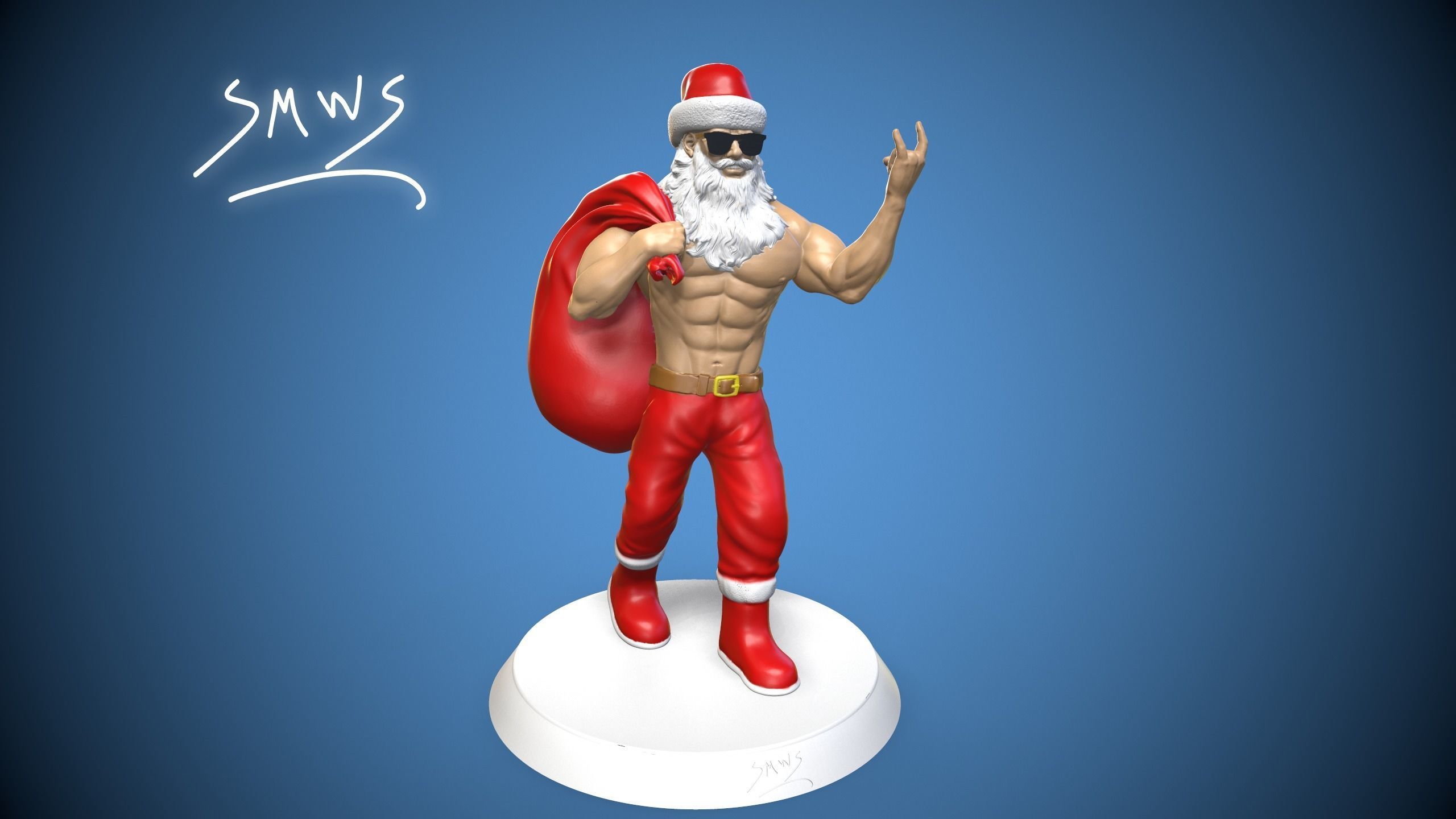 MUSCULAR SANTA 3D model 3D printable | CGTrader