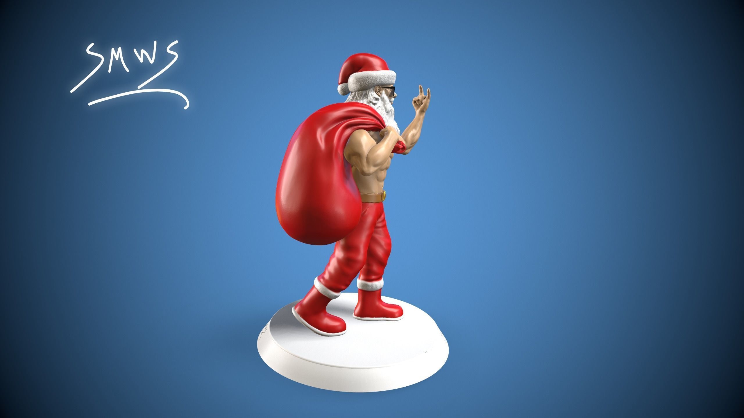 MUSCULAR SANTA 3D model 3D printable | CGTrader