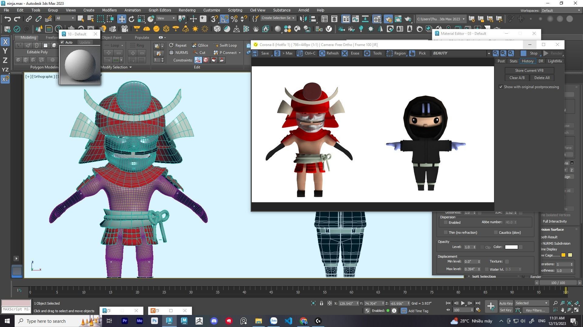 chibi ninja free VR / AR / low-poly 3D model animated rigged | CGTrader