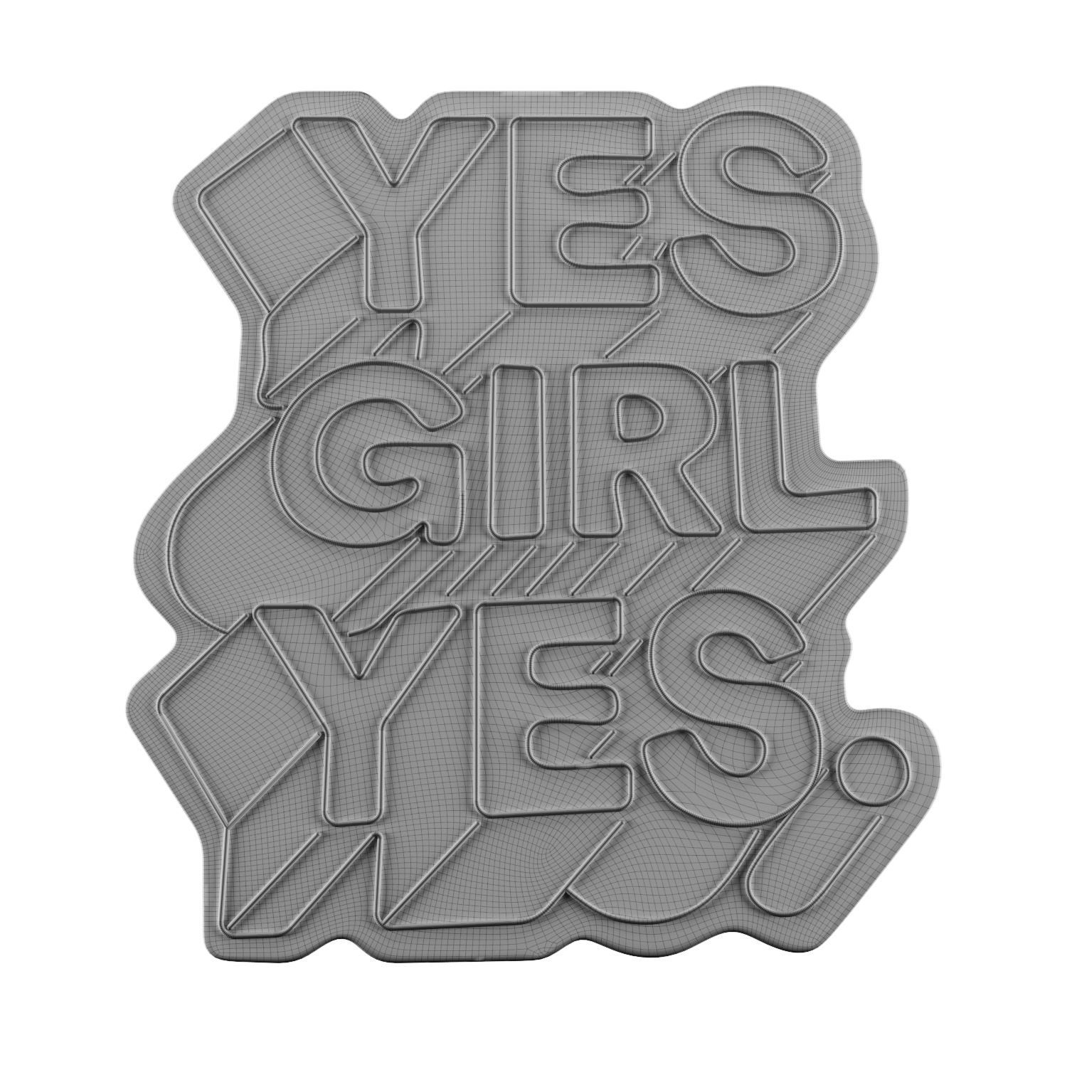 Yes Girl Yes Neon Sign 3D model | CGTrader
