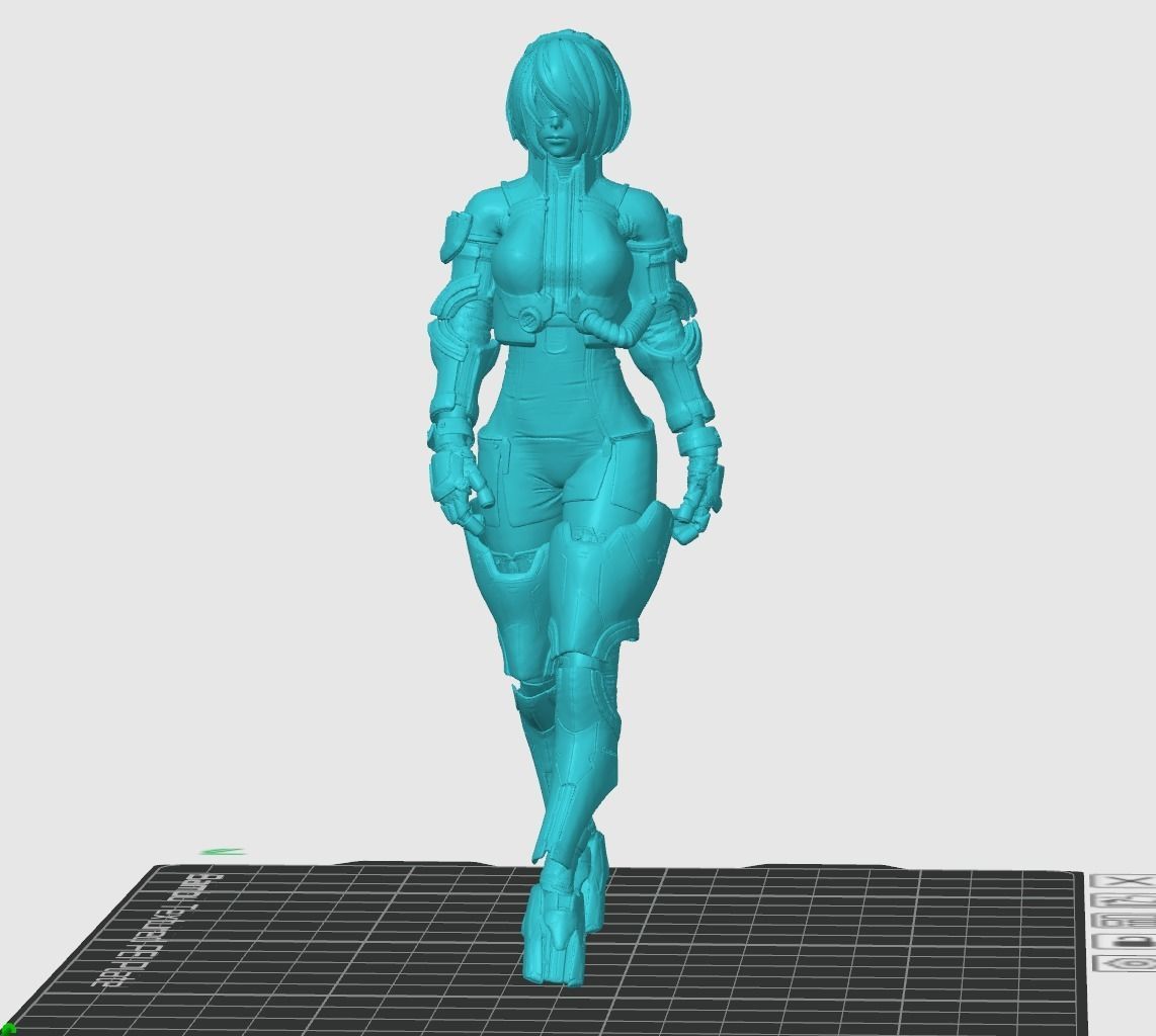 Armored 2B figure in walking pose free 3D model 3D printable | CGTrader