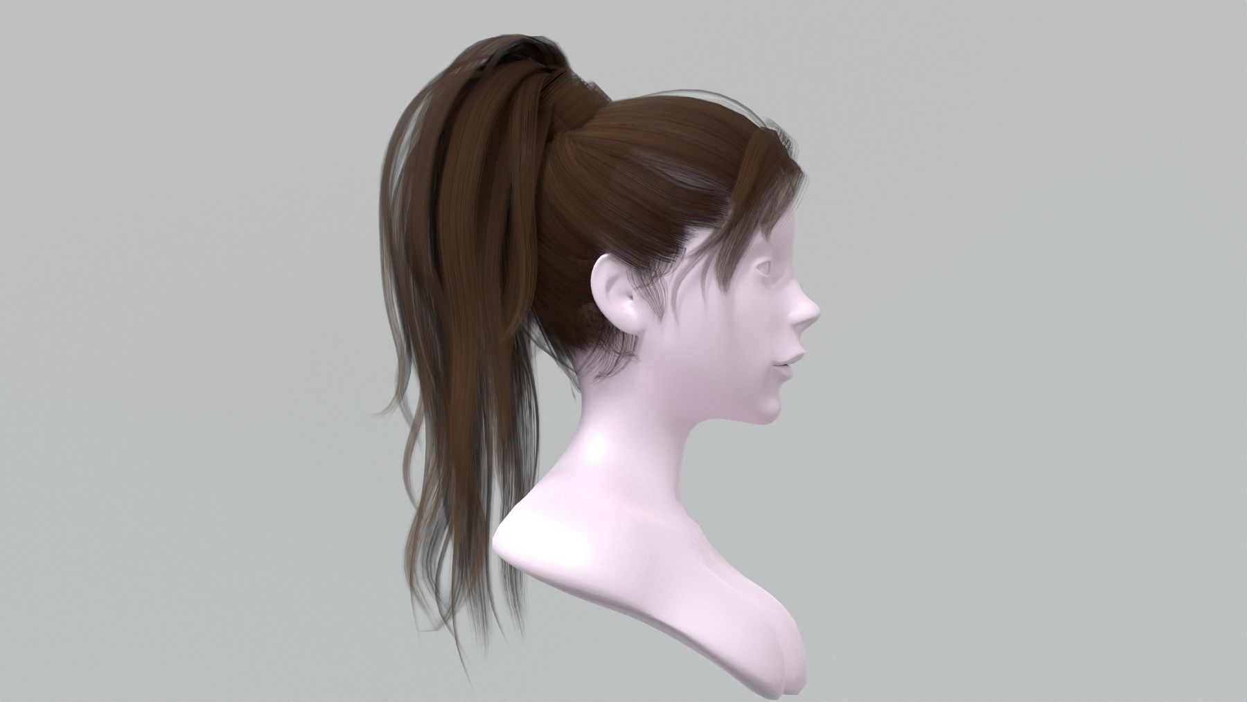 3D model Realtime game ready women hairstyle ponytail wavy hair VR / AR / low-poly | CGTrader