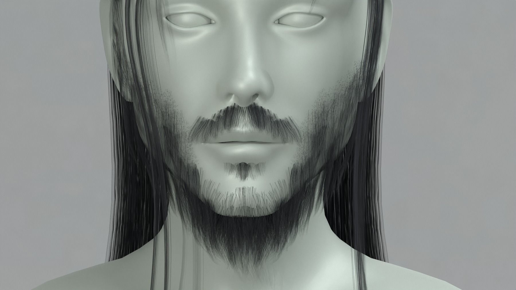 3D model Realtime game ready men warrior hairstyle long male hair beard ...