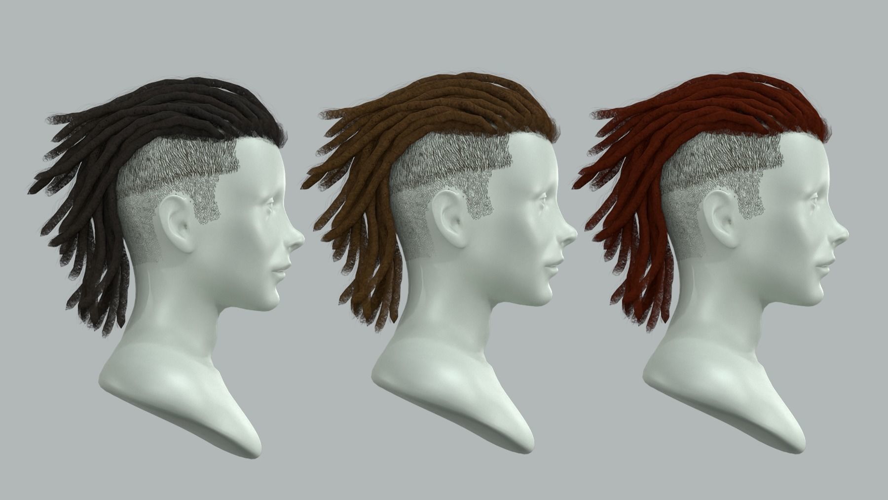 3D model Realtime game ready men dreadlocks hairstyle dreads male hair ...
