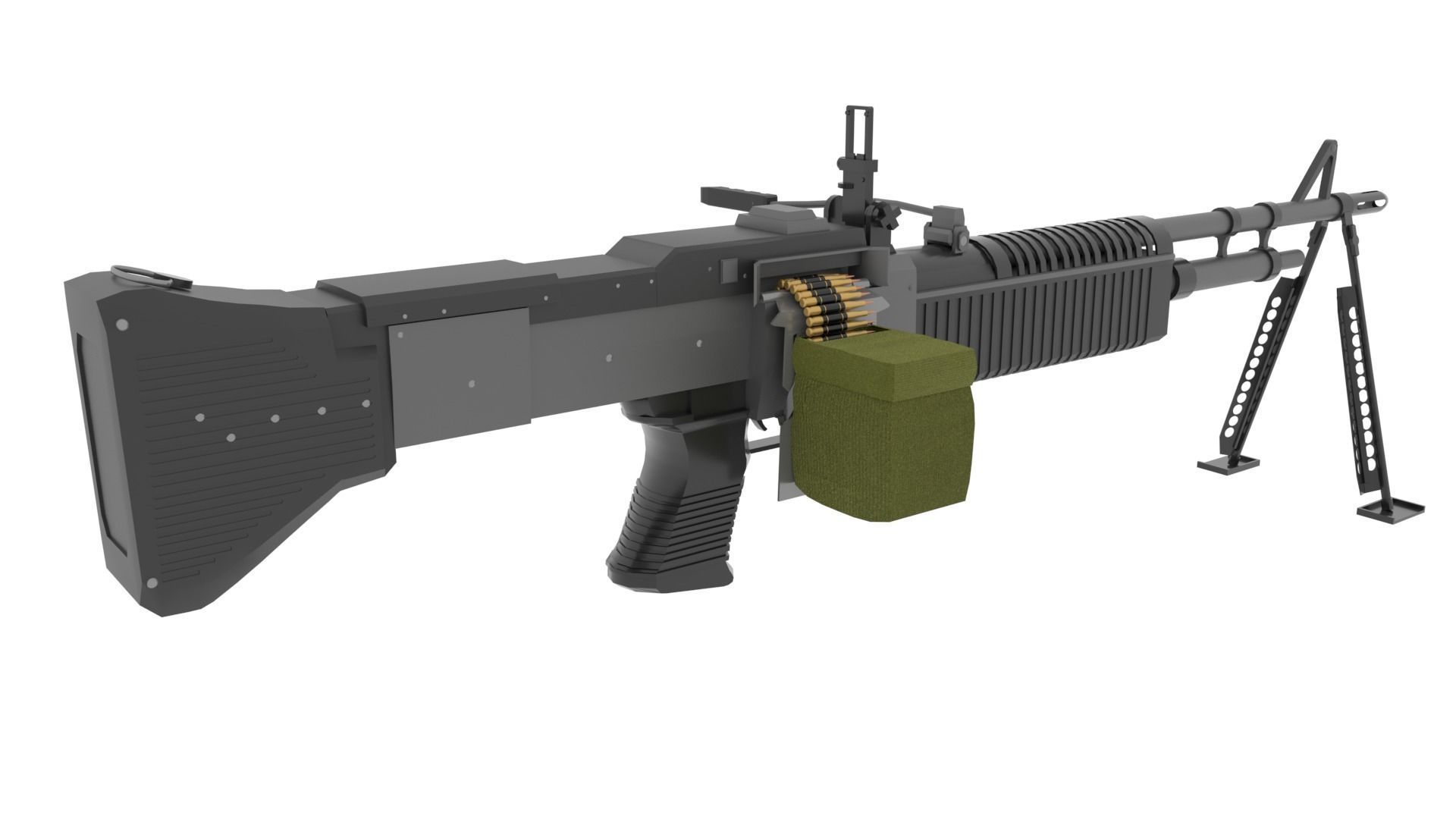 3D model M60 MACHINE GUN VR / AR / low-poly | CGTrader