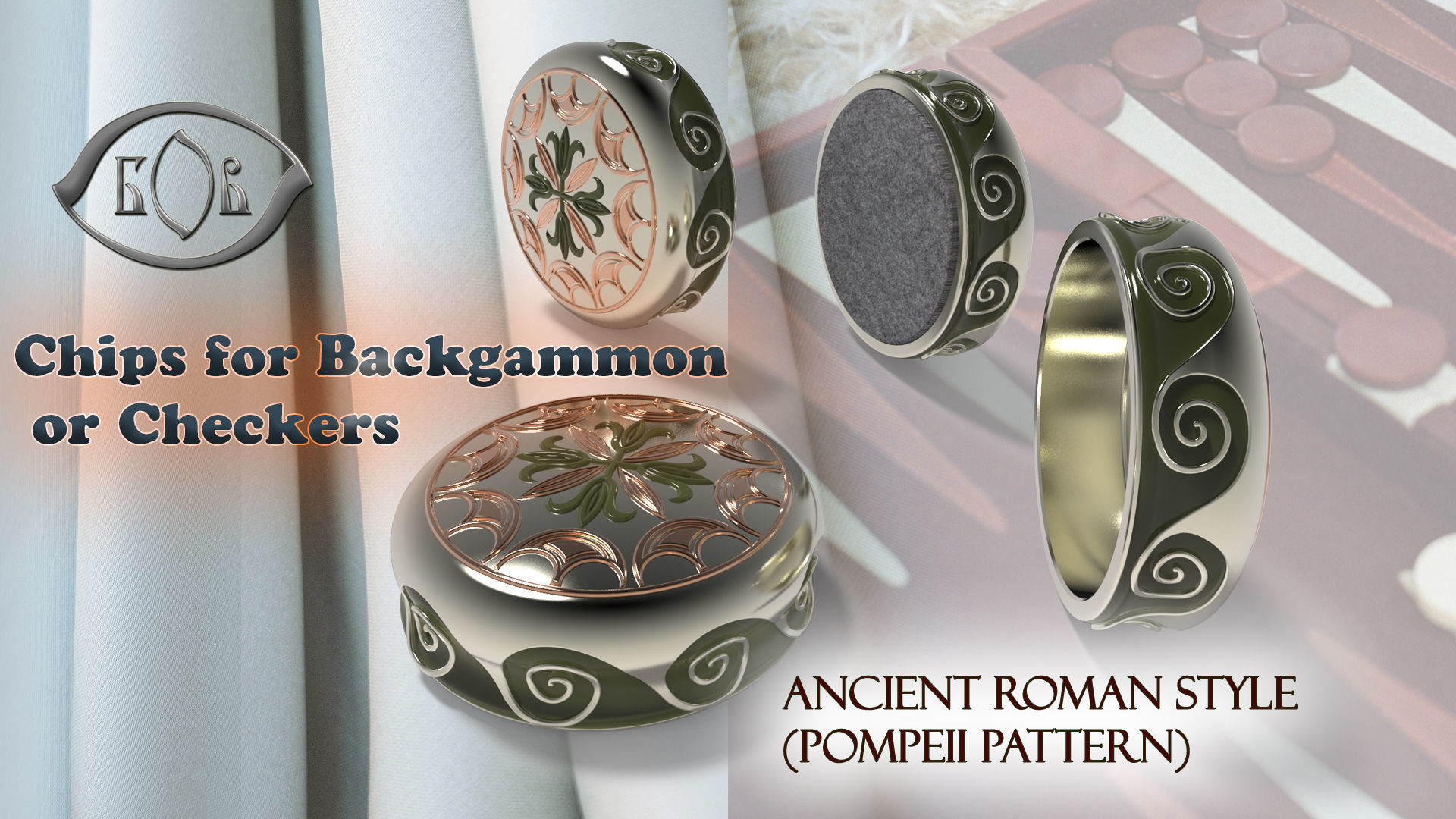 Chips Backgammon and Checkers Ancient Roman style 3D print model 3D ...