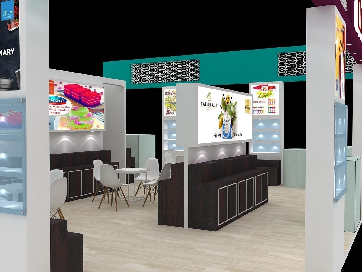 3D model 10 mtr x 9 mtr 3 side open exhibition stands VR / AR / low ...