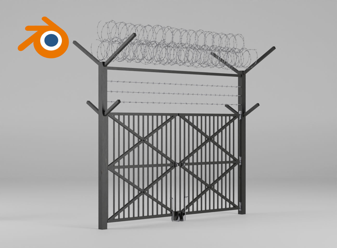Military fence gate mesh fence metal 3D model | CGTrader