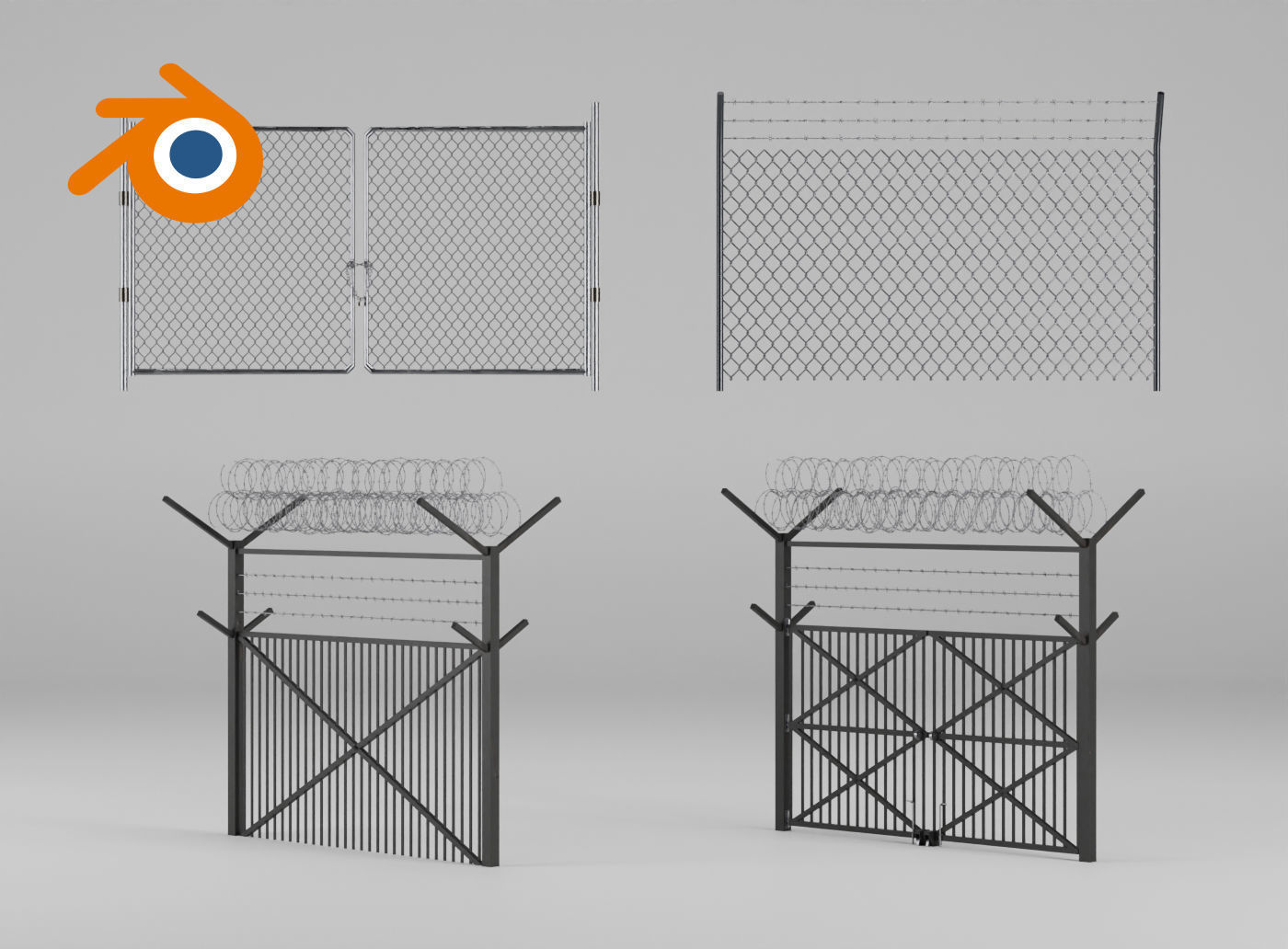 Military fence gate mesh fence metal 3D model | CGTrader